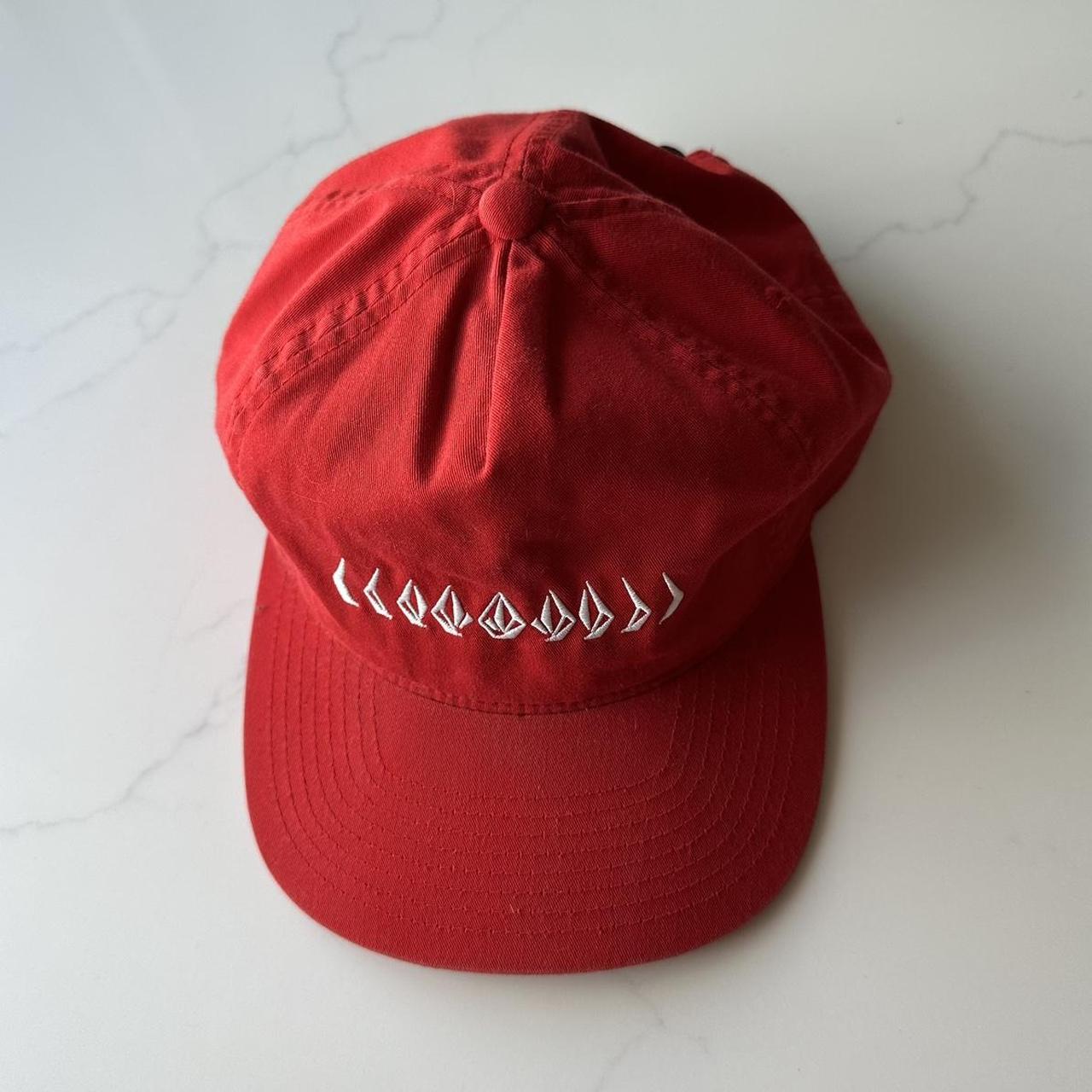 Red Volcom embroidered logo hat | Depop