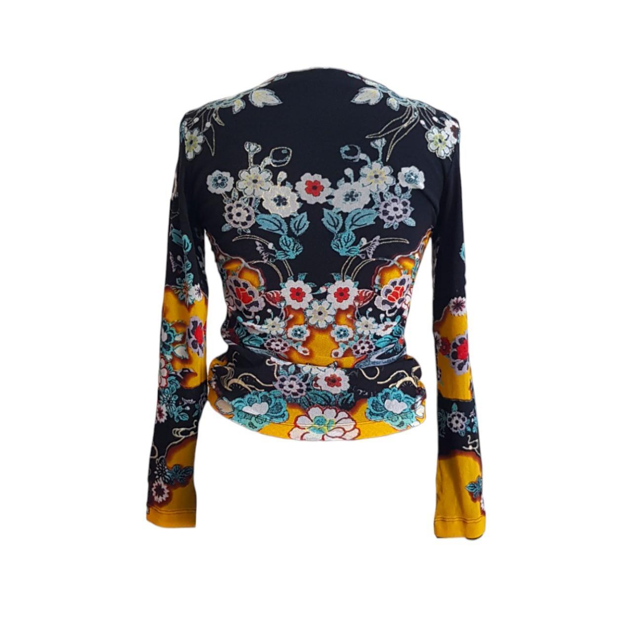 Y2K vintage long sleeves mesh top with Japanese... - Depop