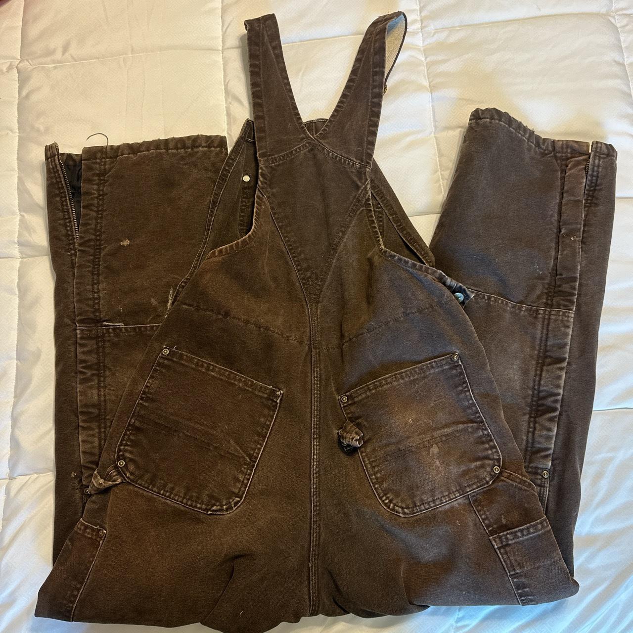 ON HOLD!!!! Carhartt overalls Dark brown Size:... - Depop