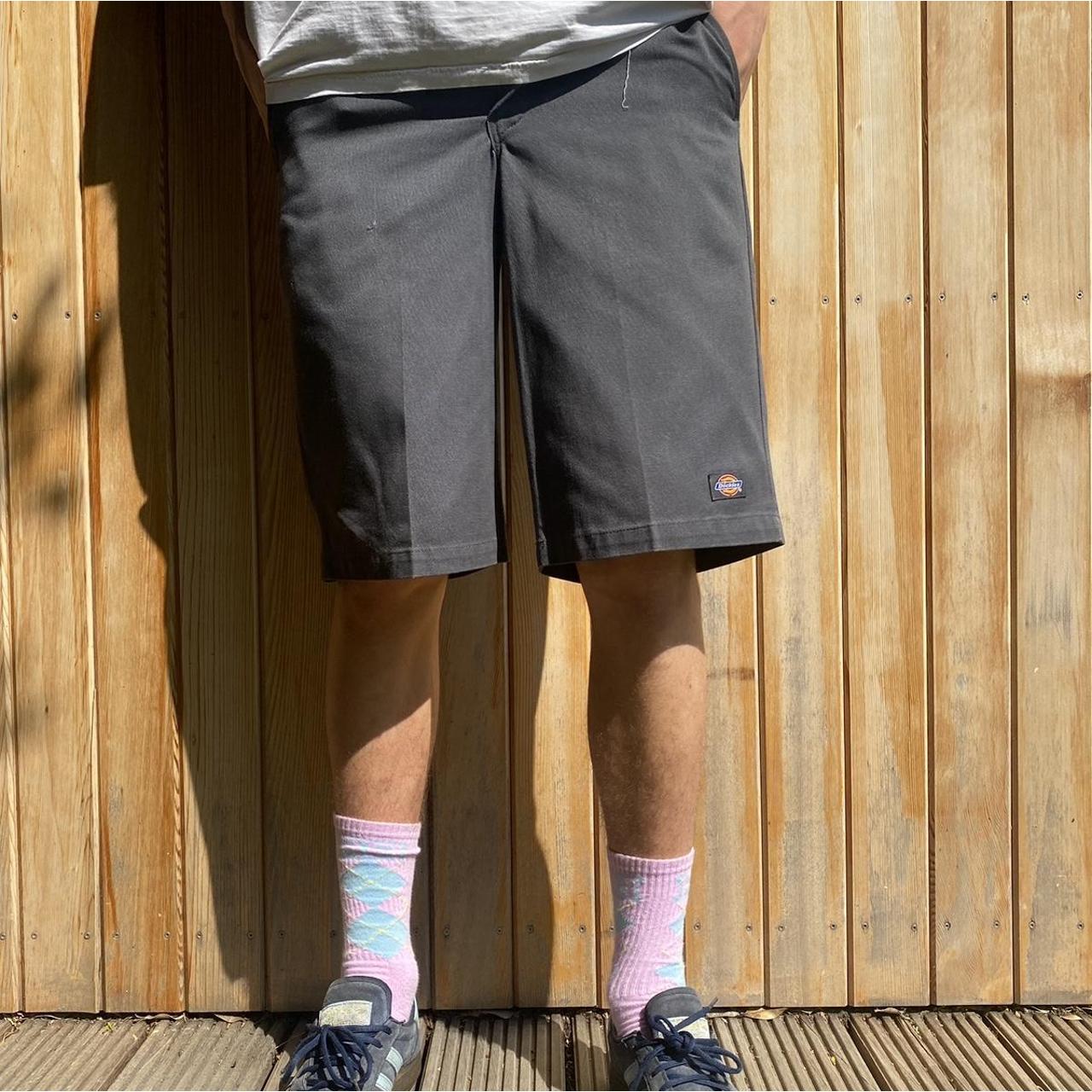 Dickies dark grey shorts with two small logos, one... - Depop