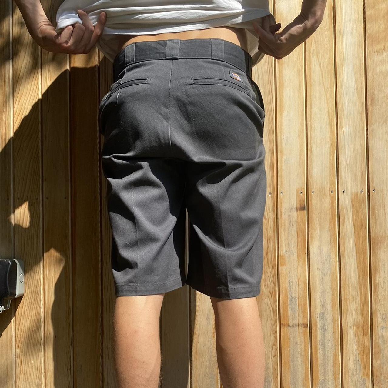 Dickies dark grey shorts with two small logos, one... - Depop