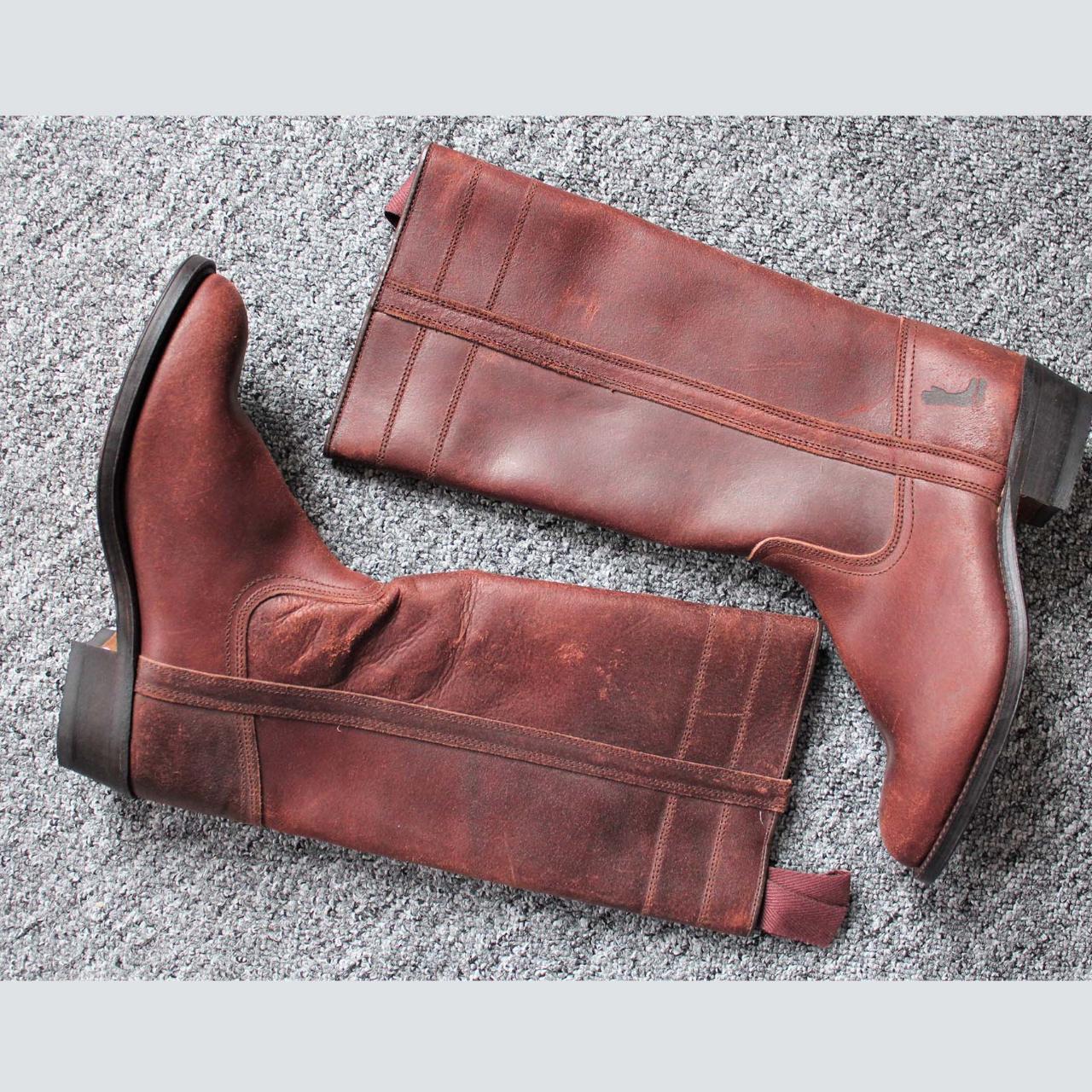 SOLD!!!! Cowboy style real leather boots by... - Depop