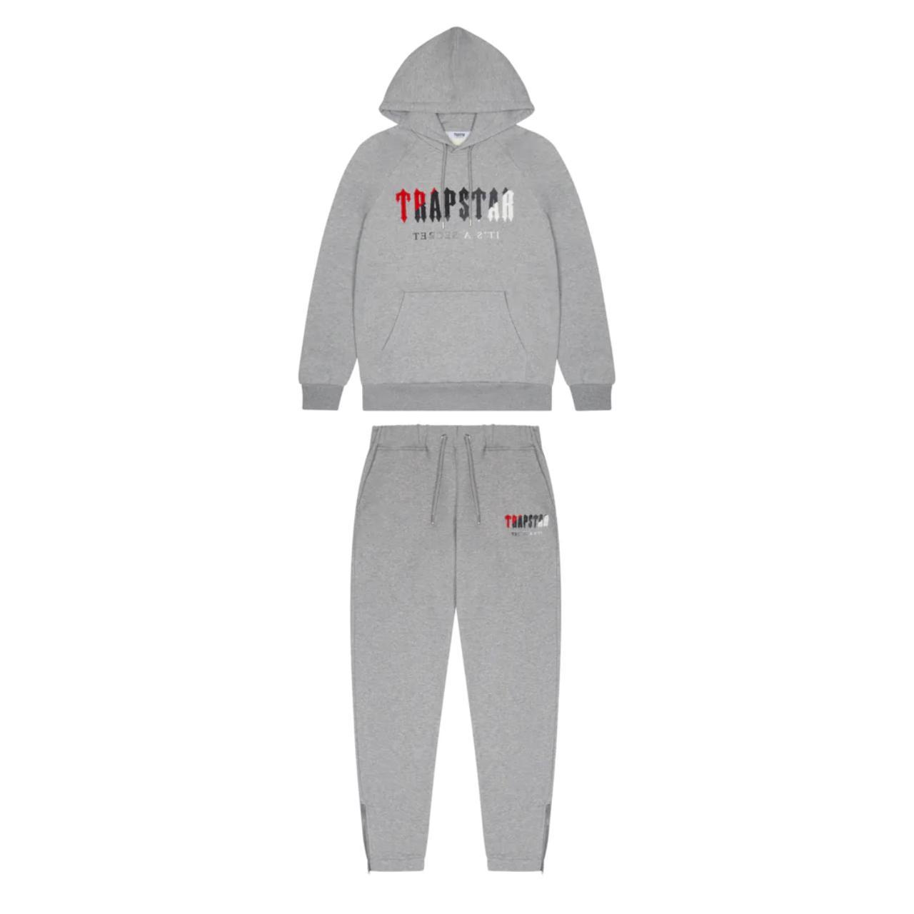 Trapstar Men's Grey and Red Hoodie | Depop