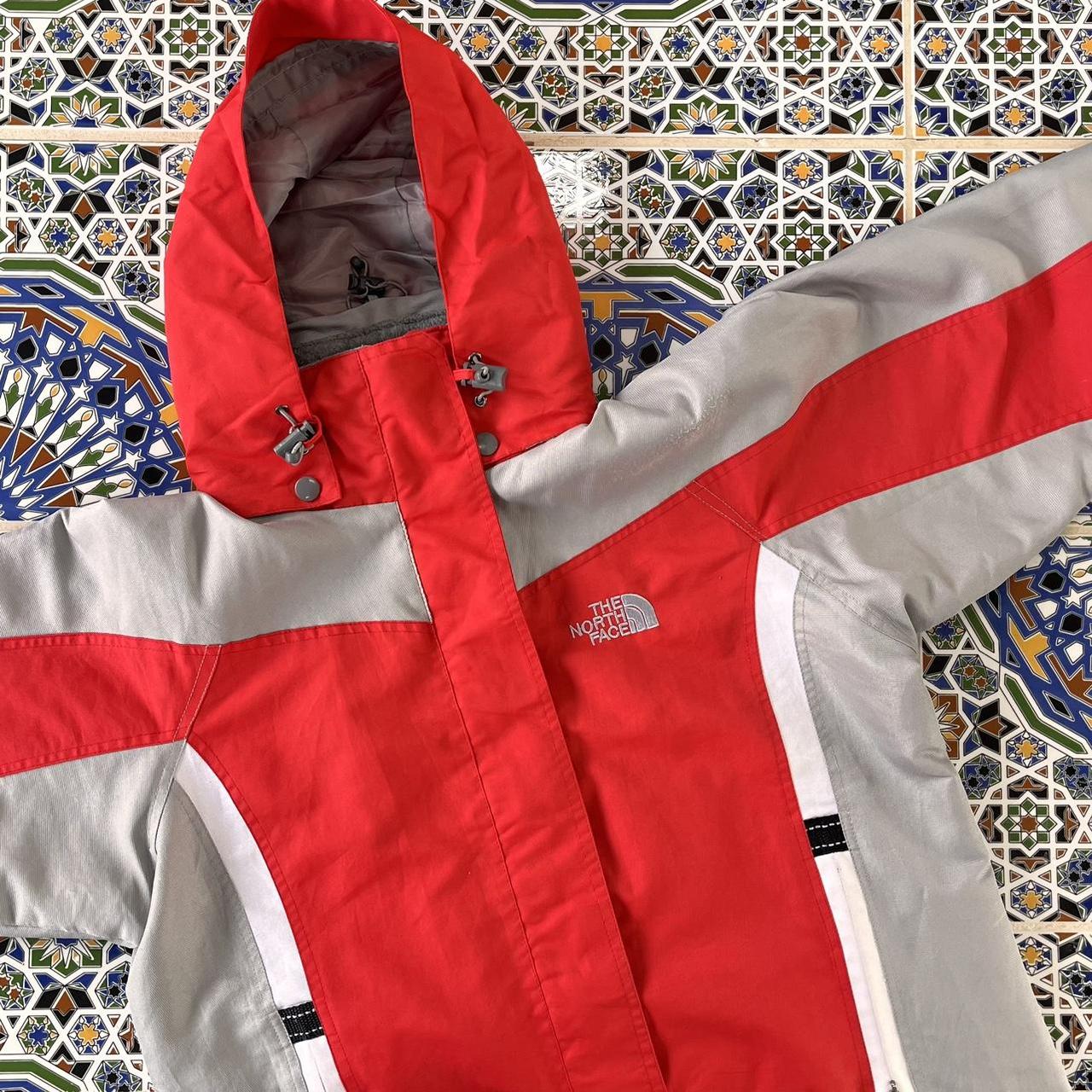 The north face hooded jacket Red, grey and white... - Depop
