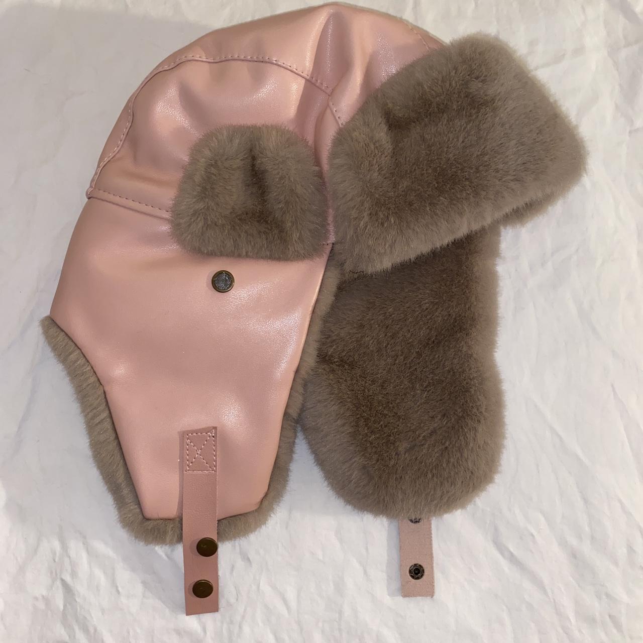 pink ushanka/russian hat. wore it one time not... - Depop