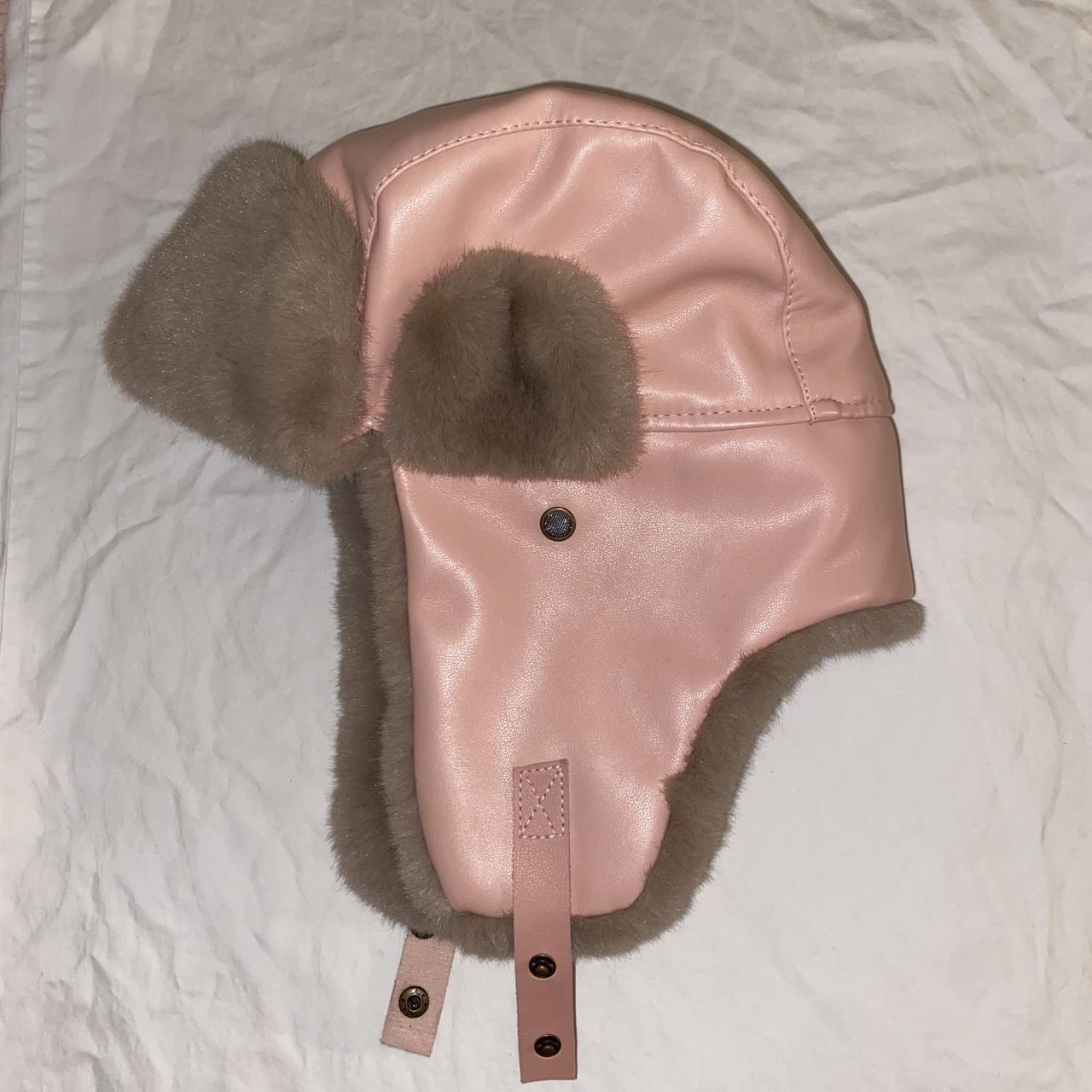 pink ushanka/russian hat. wore it one time not... - Depop