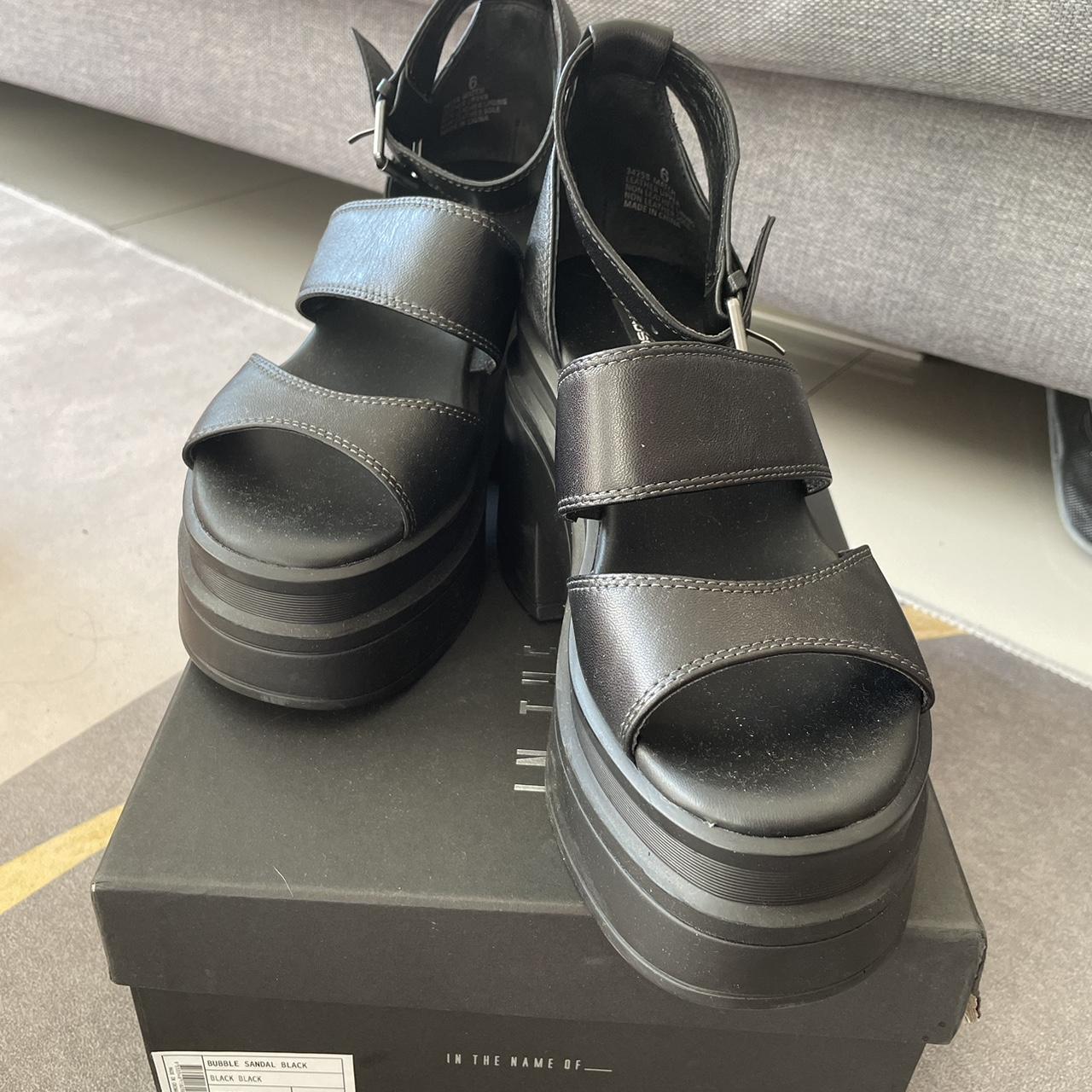 Windsor Smith black leather platform chunky sandals... - Depop