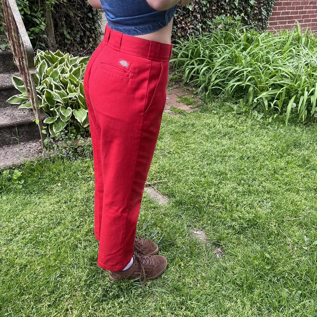 high waisted red dickies pants size small slightly