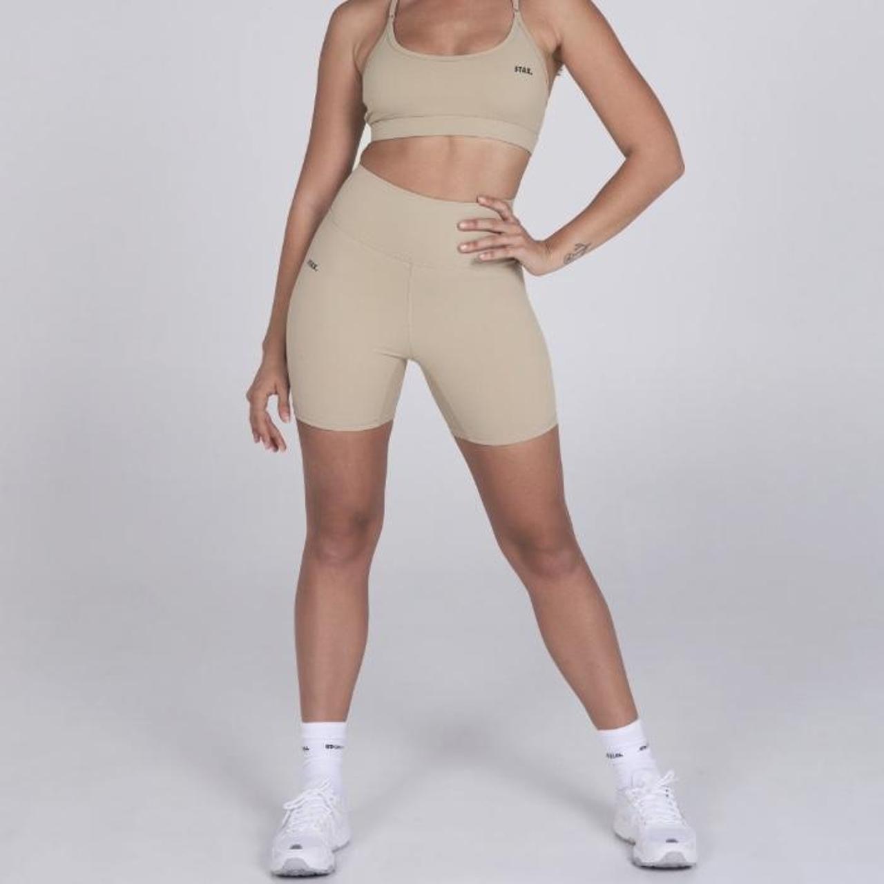 stax beige gym shorts size xs/s, never worn - Depop