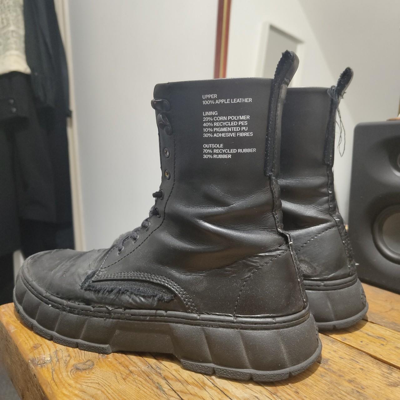 Virón 1992 black apple vegan combat utility boots... - Depop