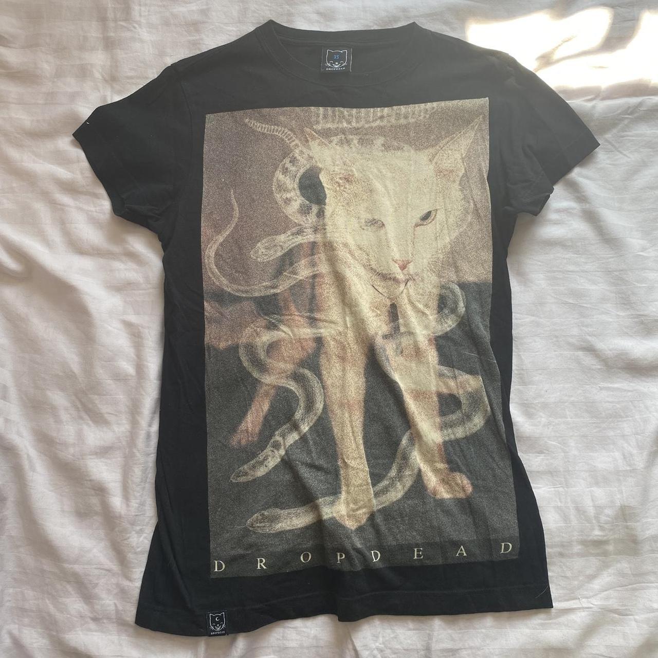 Drop Dead cat and snake tee Excellent condition,... | Depop