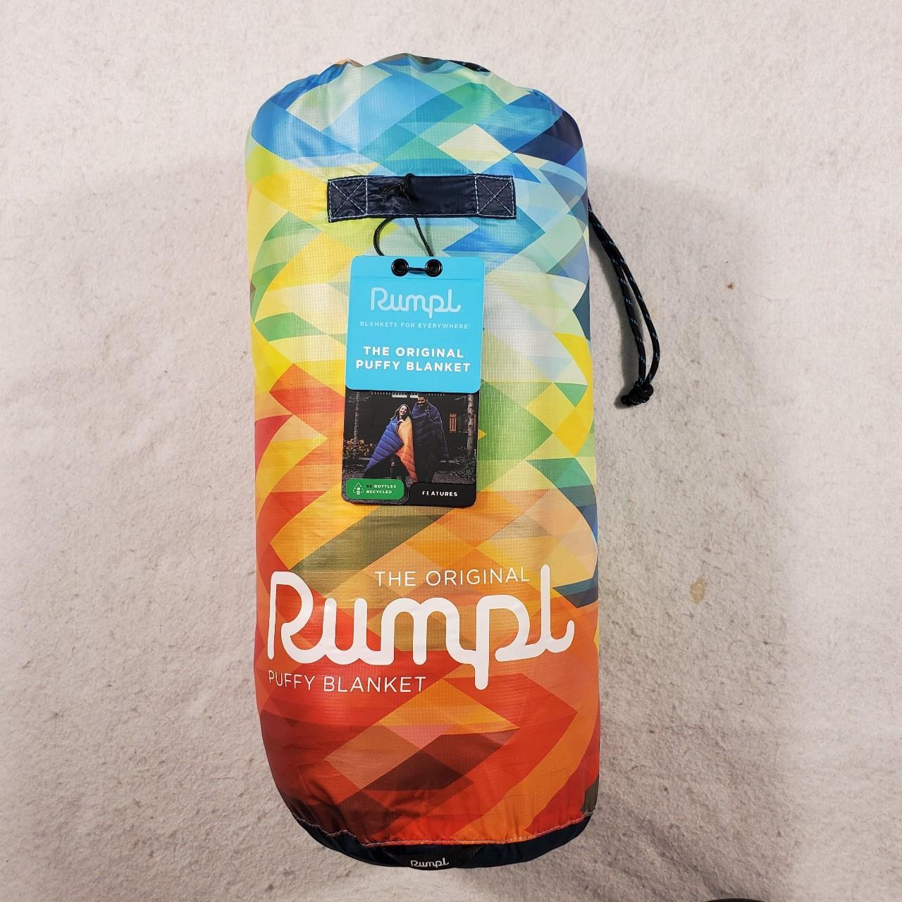 New Rumpl Original Puffy Blanket Geo Rainbow 52x75"... - Depop