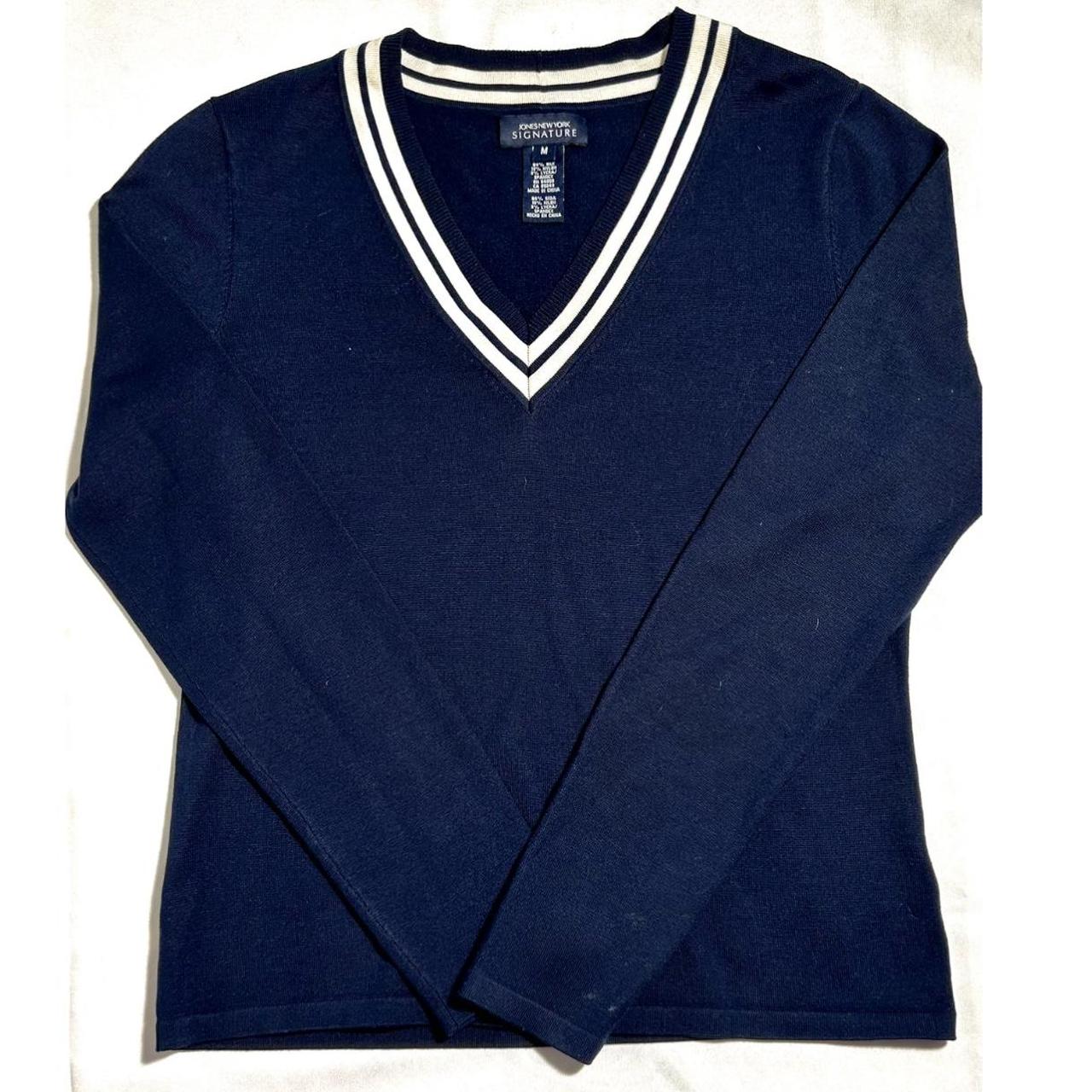 Navy Blue Long Sleeve Preppy Shirt - Depop