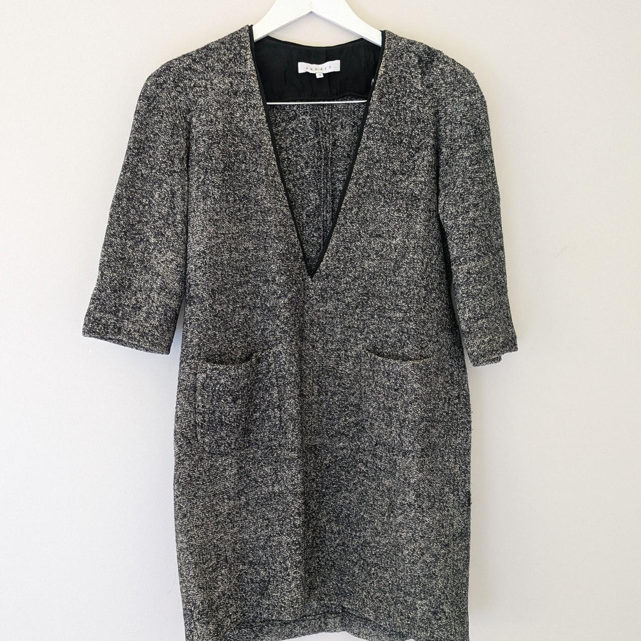 Sandro grey oversized knit dress / sweater. Size 3... - Depop