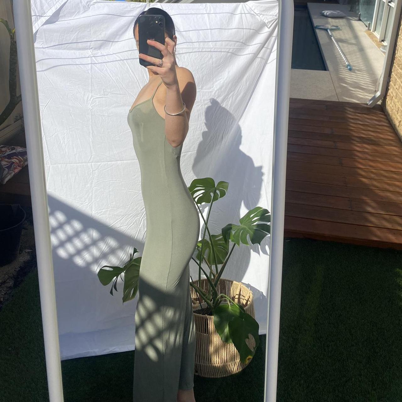 Sage green tight fitting dress. Perfect basic. Size... - Depop