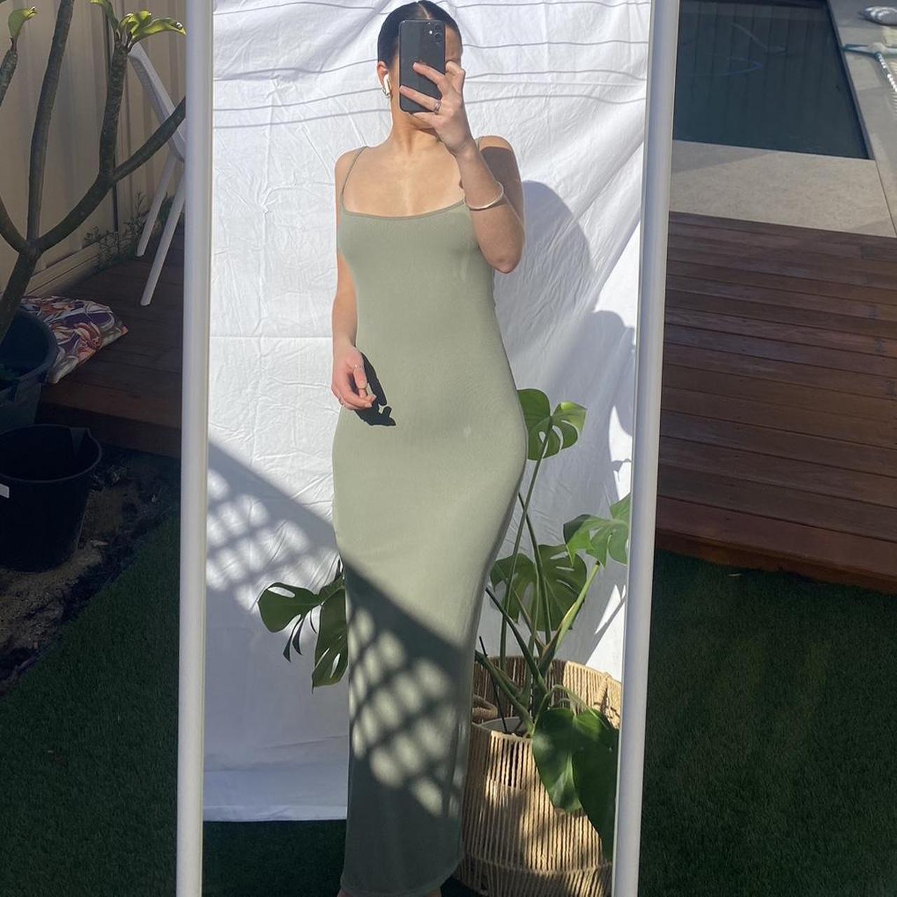 Sage green tight fitting dress. Perfect basic. Size... - Depop