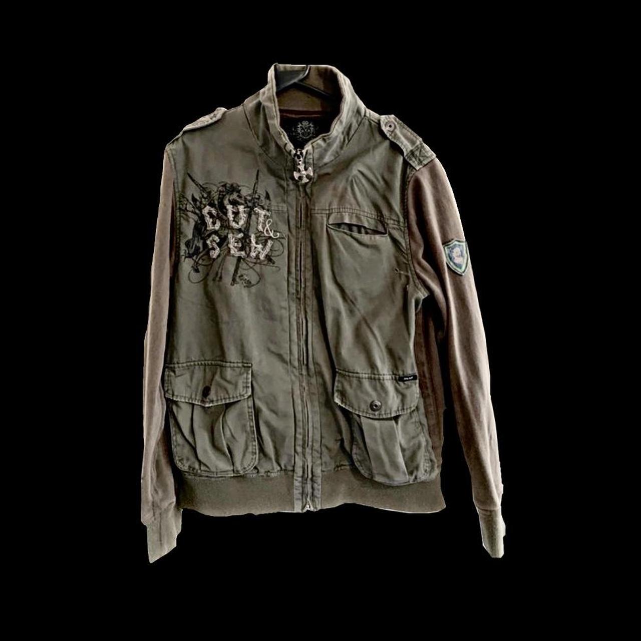 vintage cut and sew jacket by marc ecko similar to... - Depop