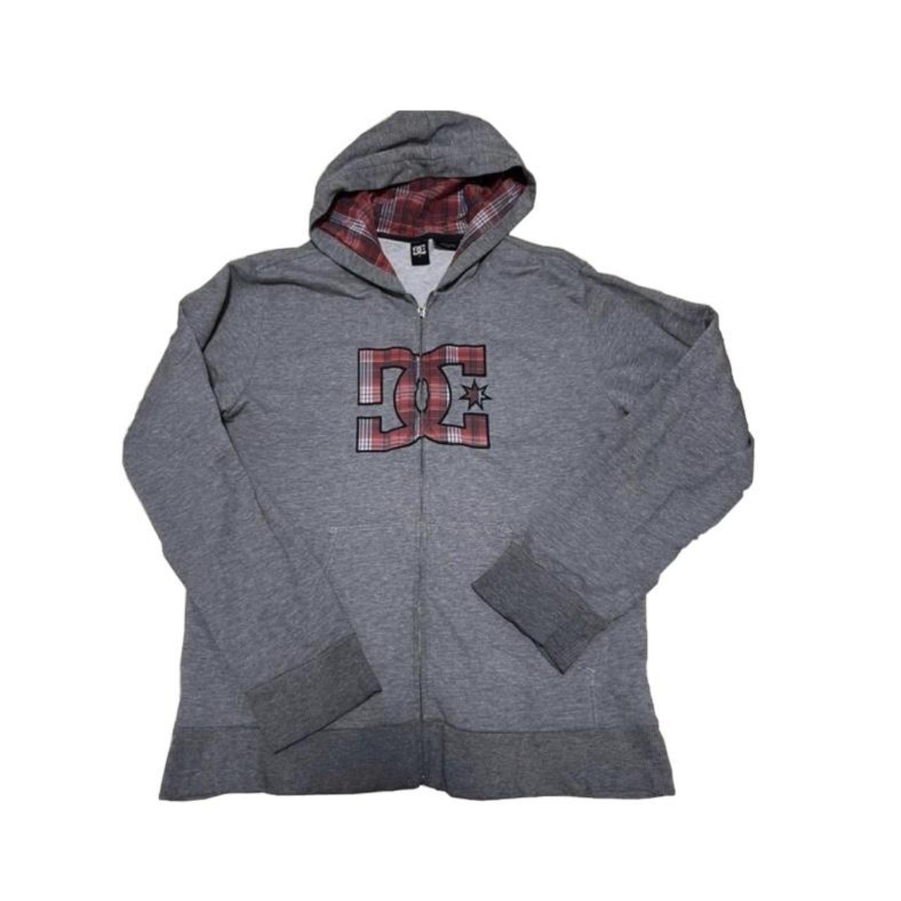 DC shoes red and grey hoodie size M #DCshoes... - Depop