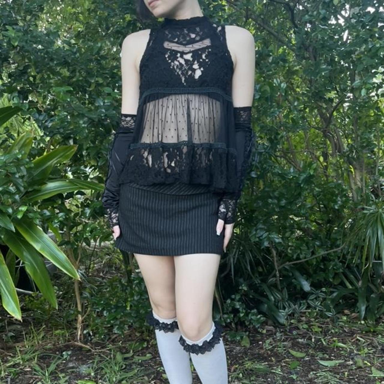 Sheer black lace top by poof! 🖤 Tagged size S! Flowy... - Depop