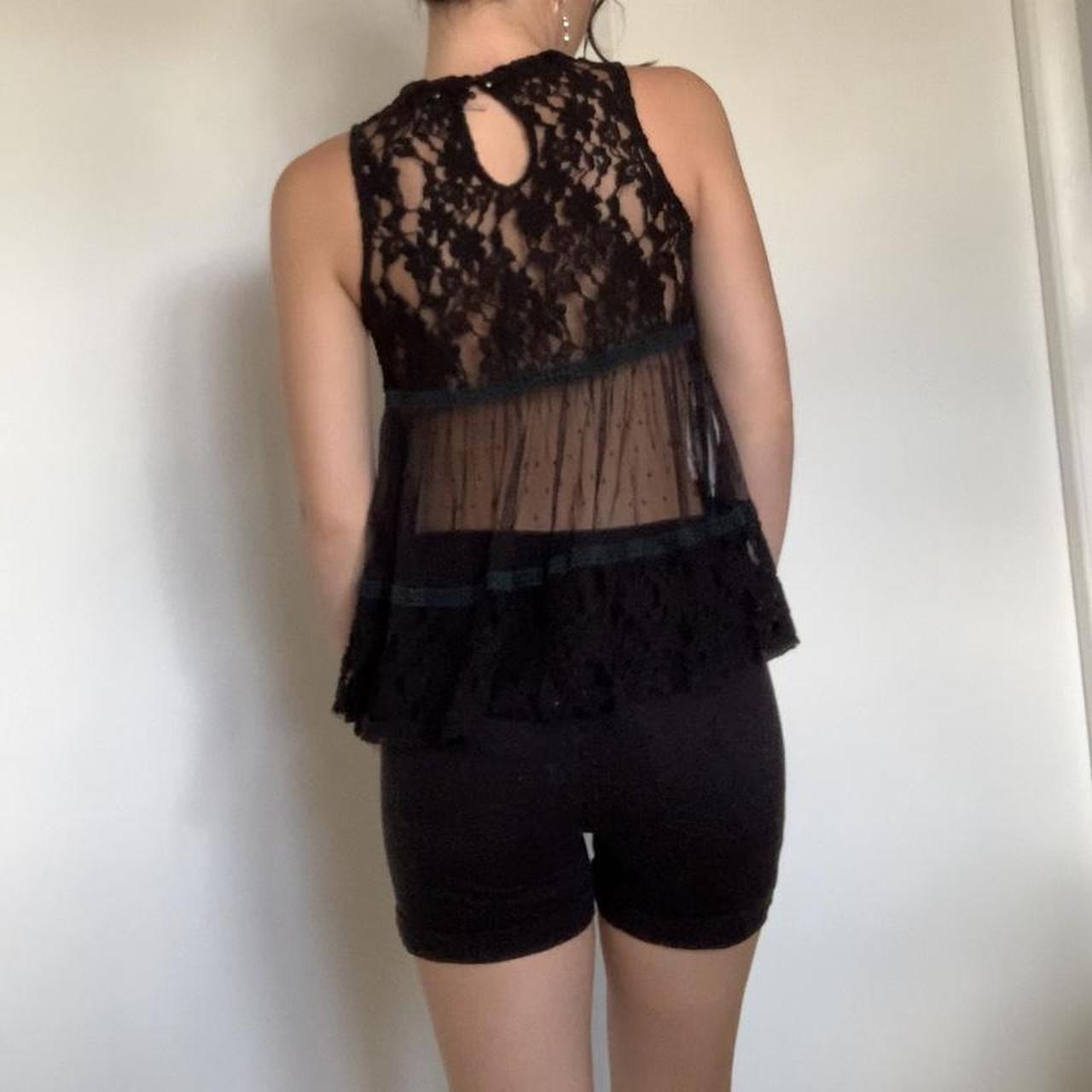 Sheer black lace top by poof! 🖤 Tagged size S! Flowy... - Depop