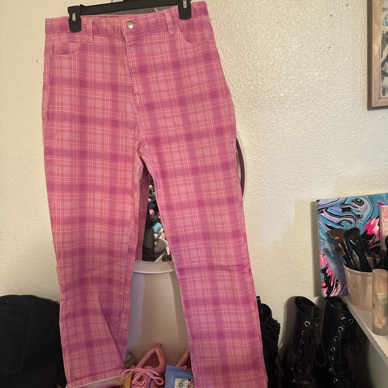 Sugar Thrillz Pink Plaid Pants Depop
