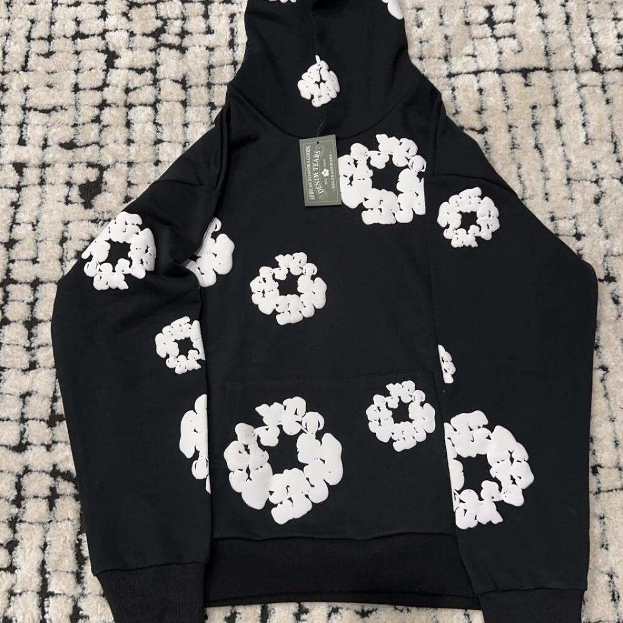 Black denim tier hoodie Large Price negotiable | Depop