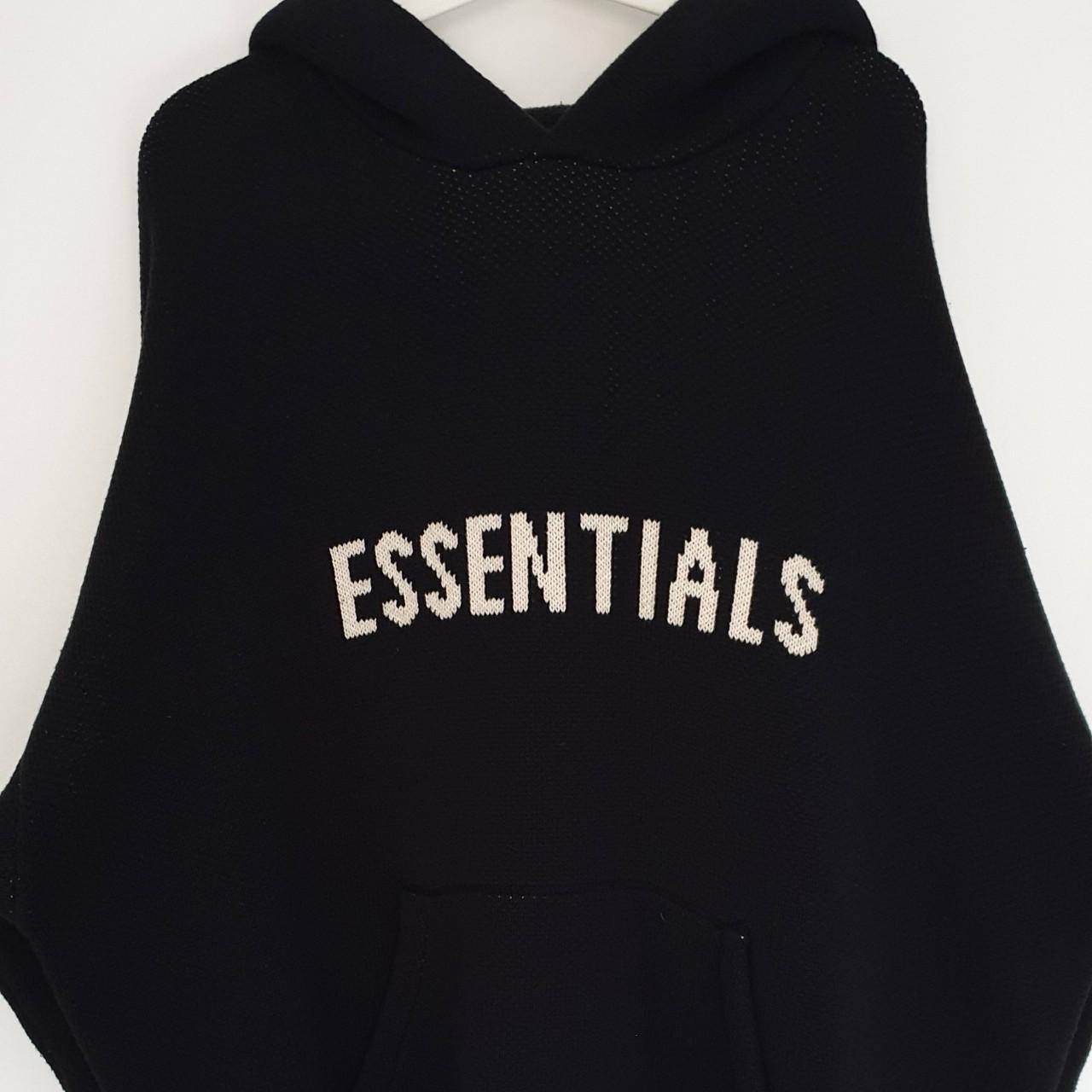 Essentials black knit hoodie Size XL Condition 10/10 - Depop