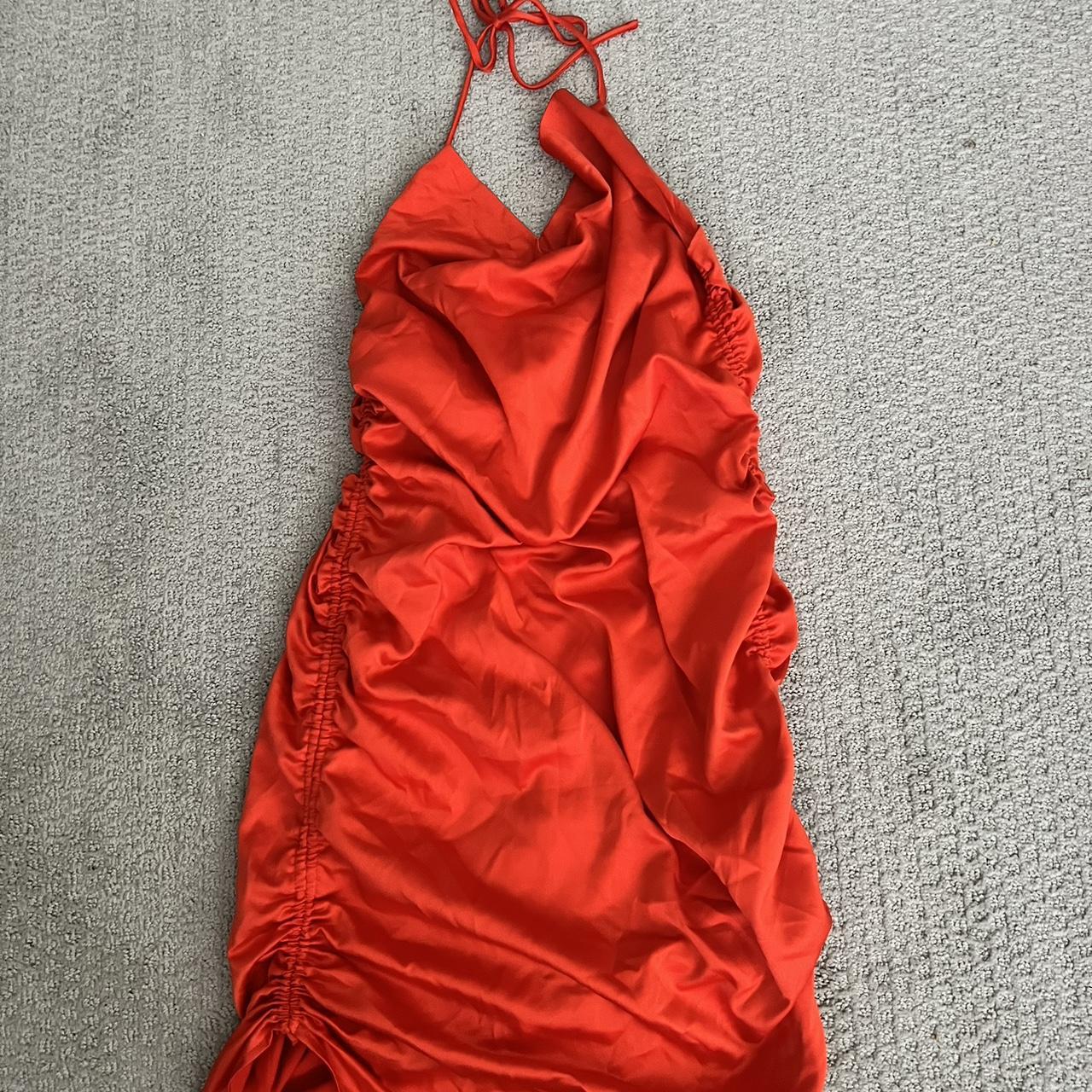 Orange/Red Cowl Neck Dress This lovely dress is... | Depop