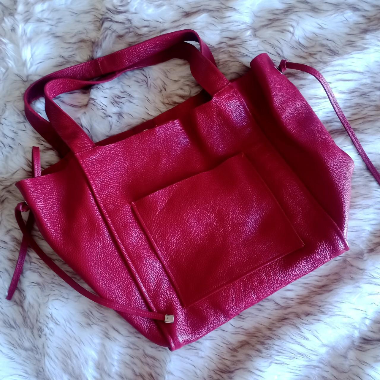 NEW .... Large vibrant red leather tote • so chic... | Depop