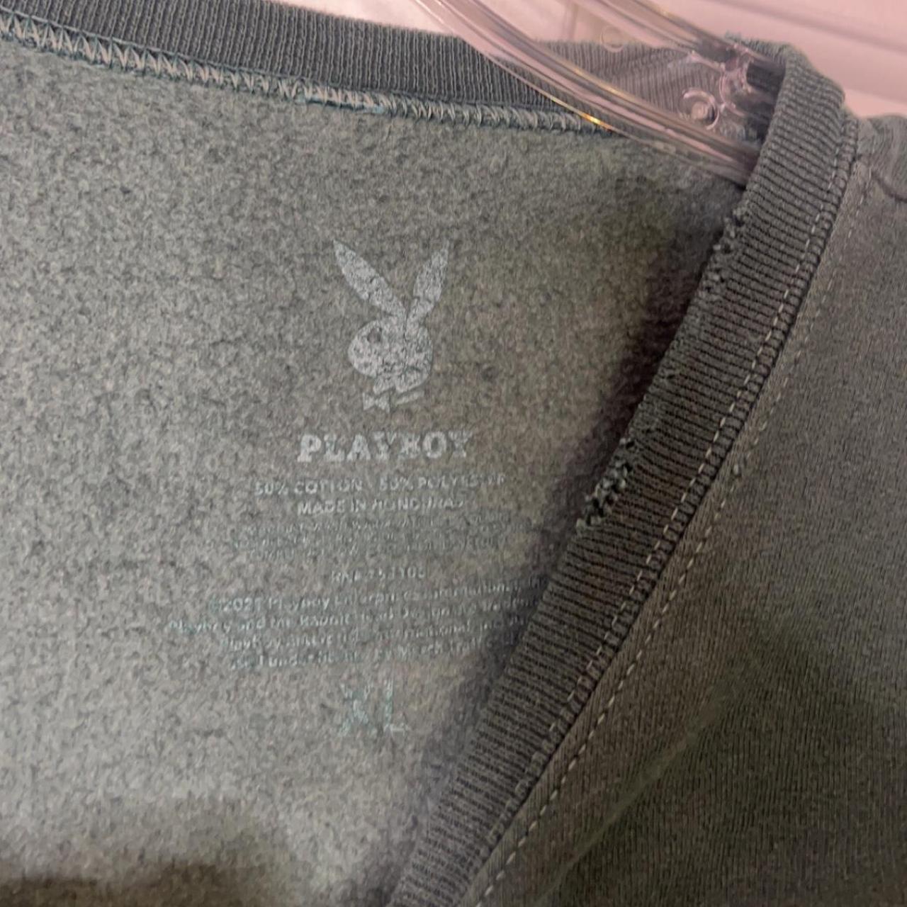 Playboy Men's Green and White Sweatshirt | Depop