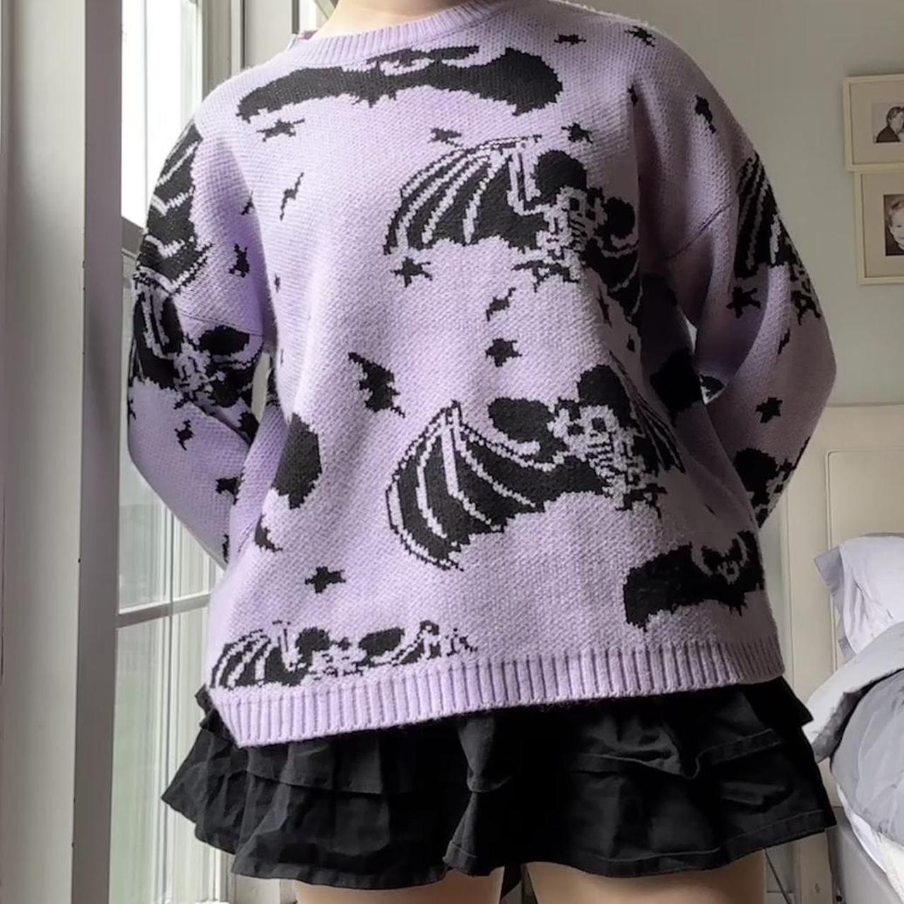 Purple pastel goth bat sweater Super cute, thick... | Depop