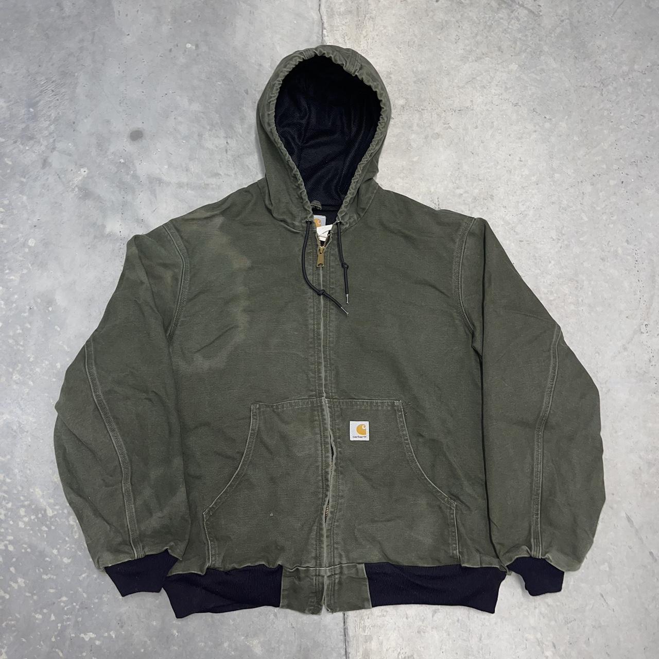 Carhartt Men's Green and Black Jacket | Depop