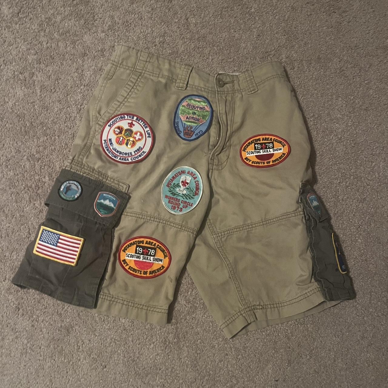 Custom patchwork shorts Waist 29 - Depop