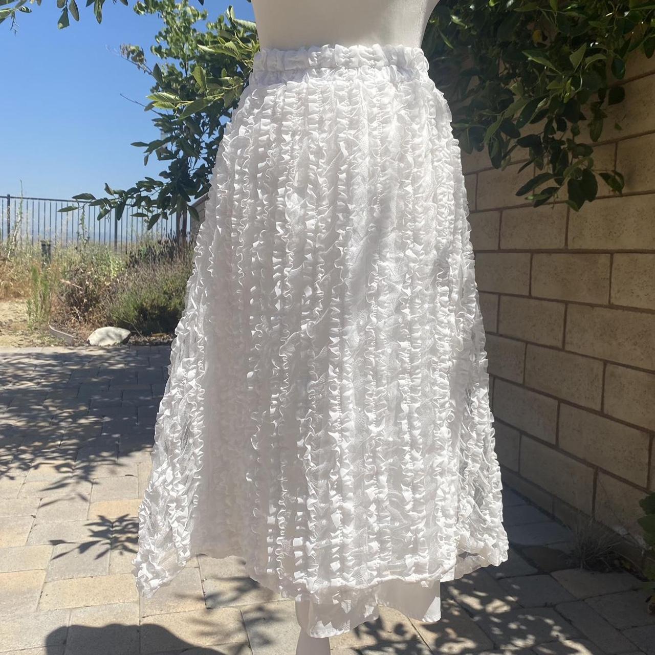 Mermaidcore sirencore ruffled white lace midi maxi... - Depop