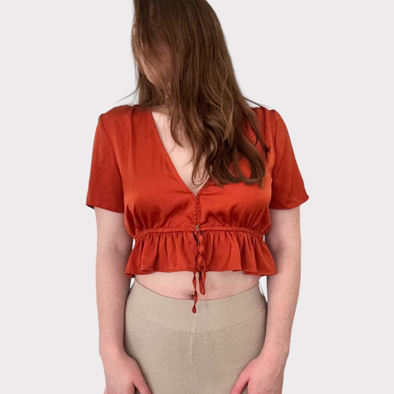 Burnt Orange Silky Glassons Top 🍊 Cute crop top... - Depop