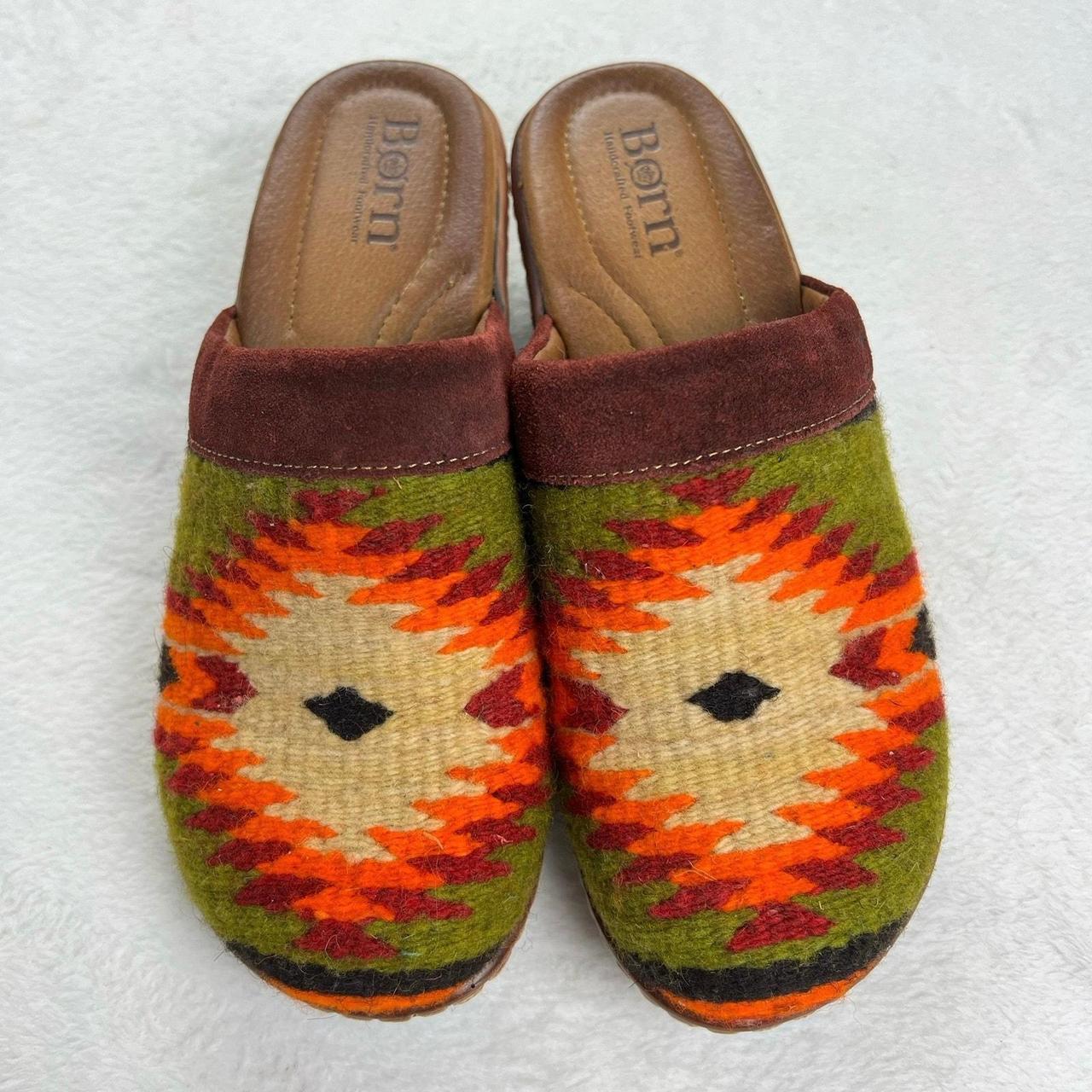 Born Women’s Bandy Southwest Blanket Clogs Green... - Depop