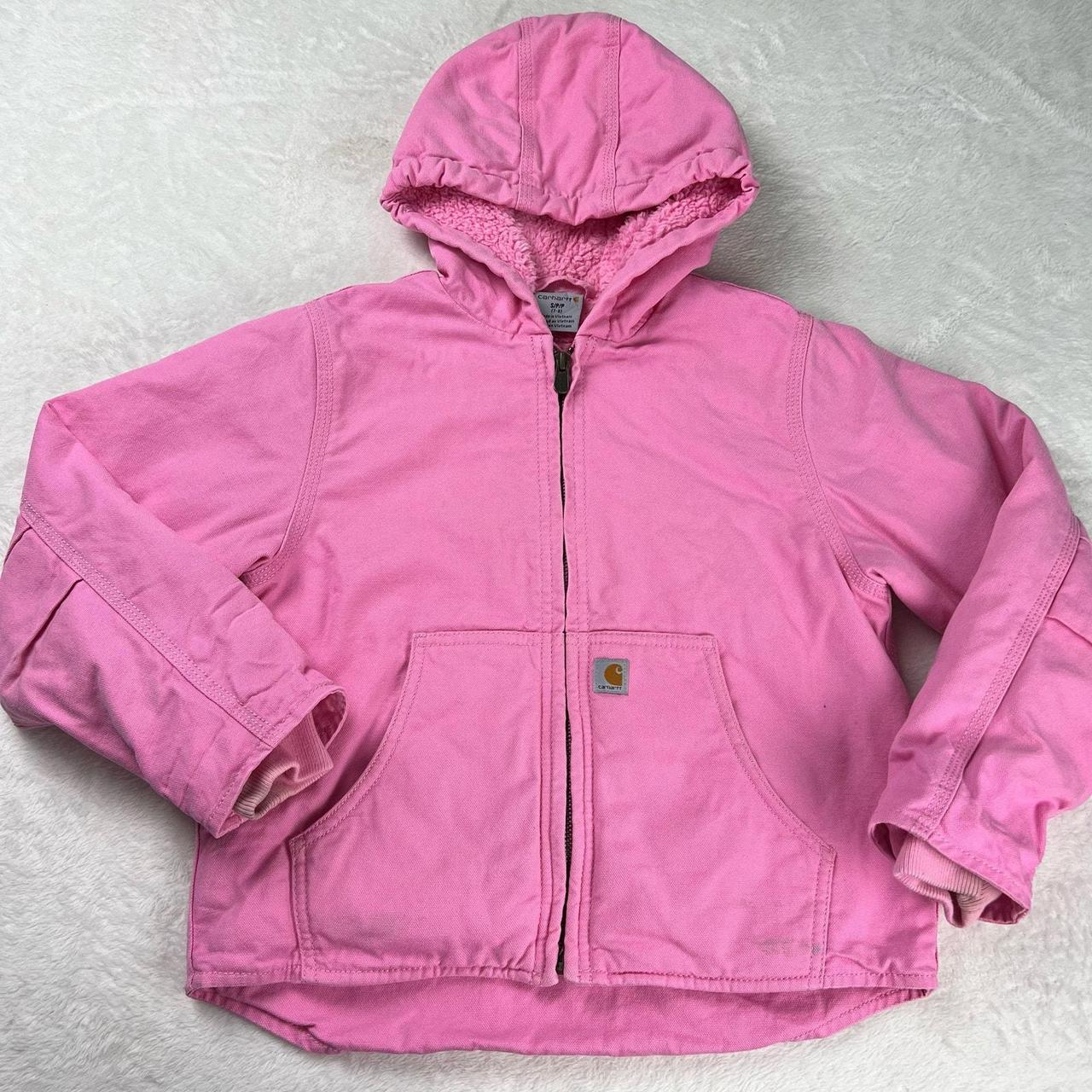 Carhartt Girl's Pink Sherpa Lined Jacket size Small... - Depop