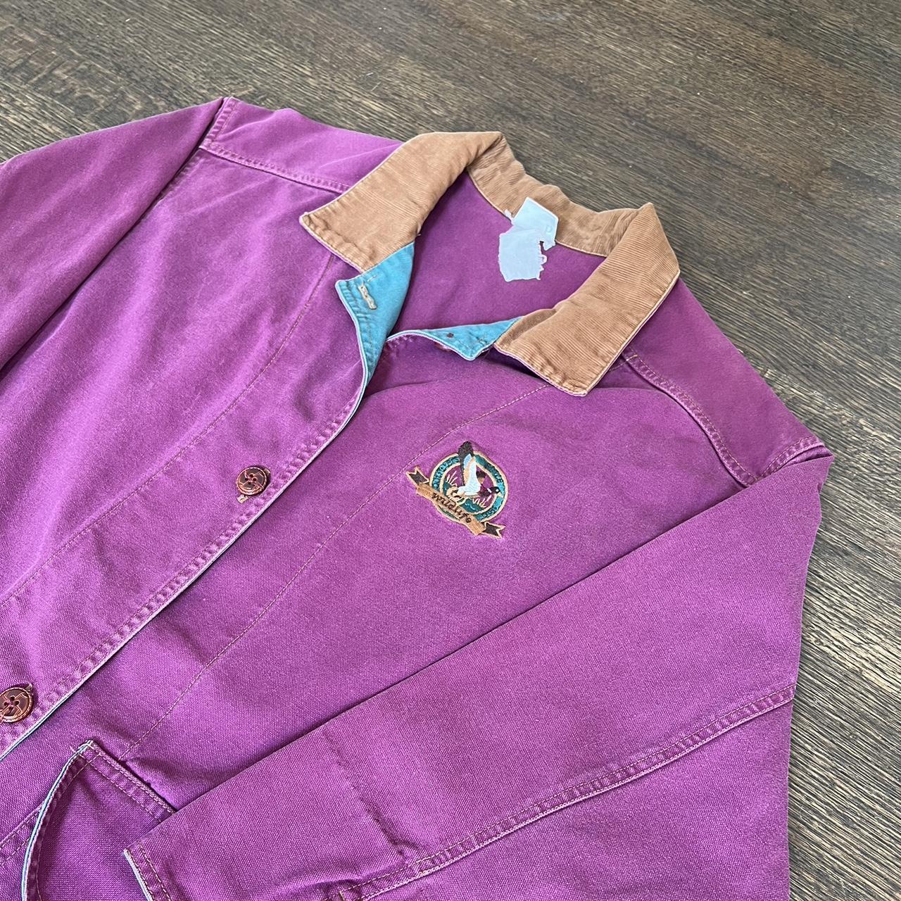1990s Purple Chore Coat Corduroy Collar Vintage... - Depop