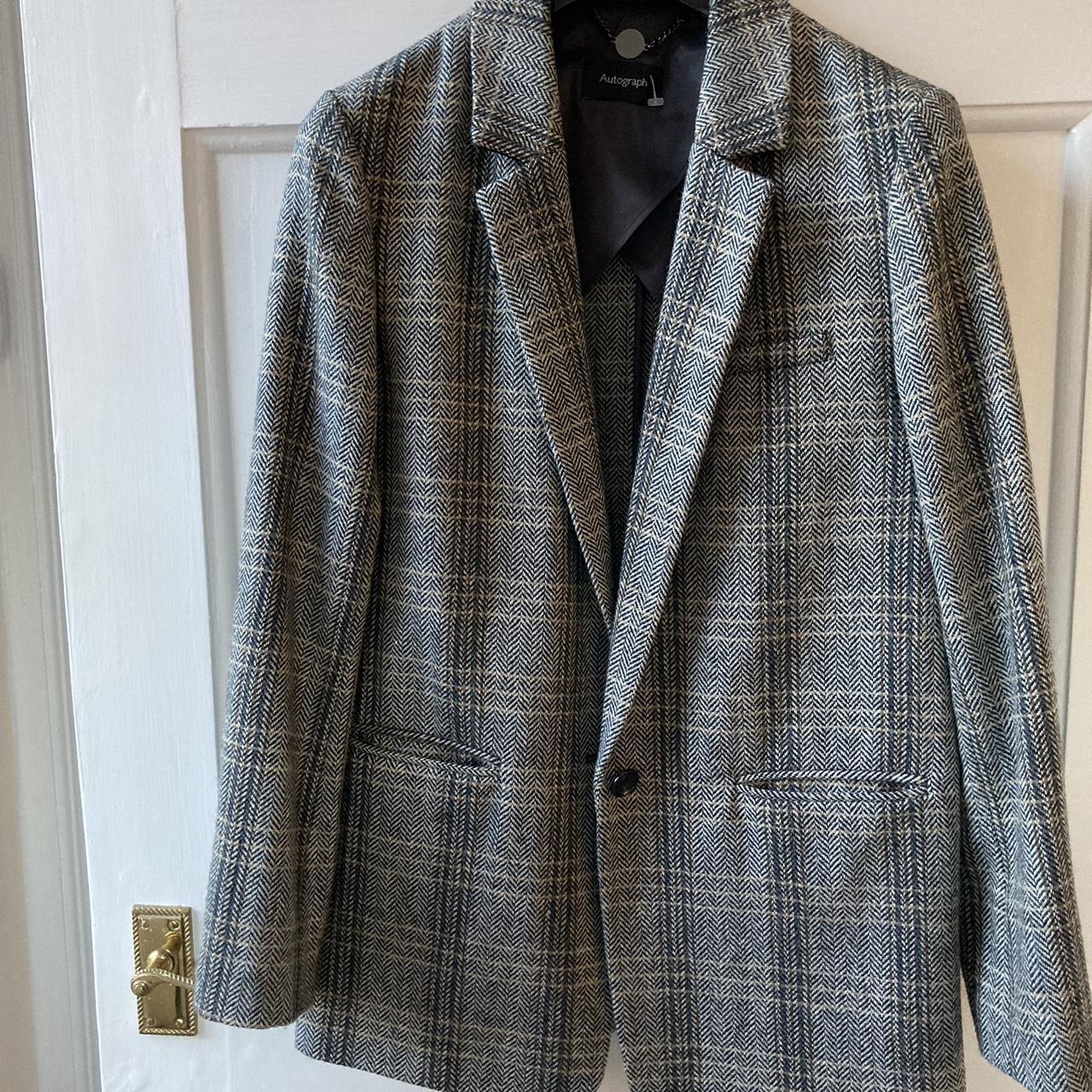 Autograph wool check/tweed blazer, colours include... - Depop
