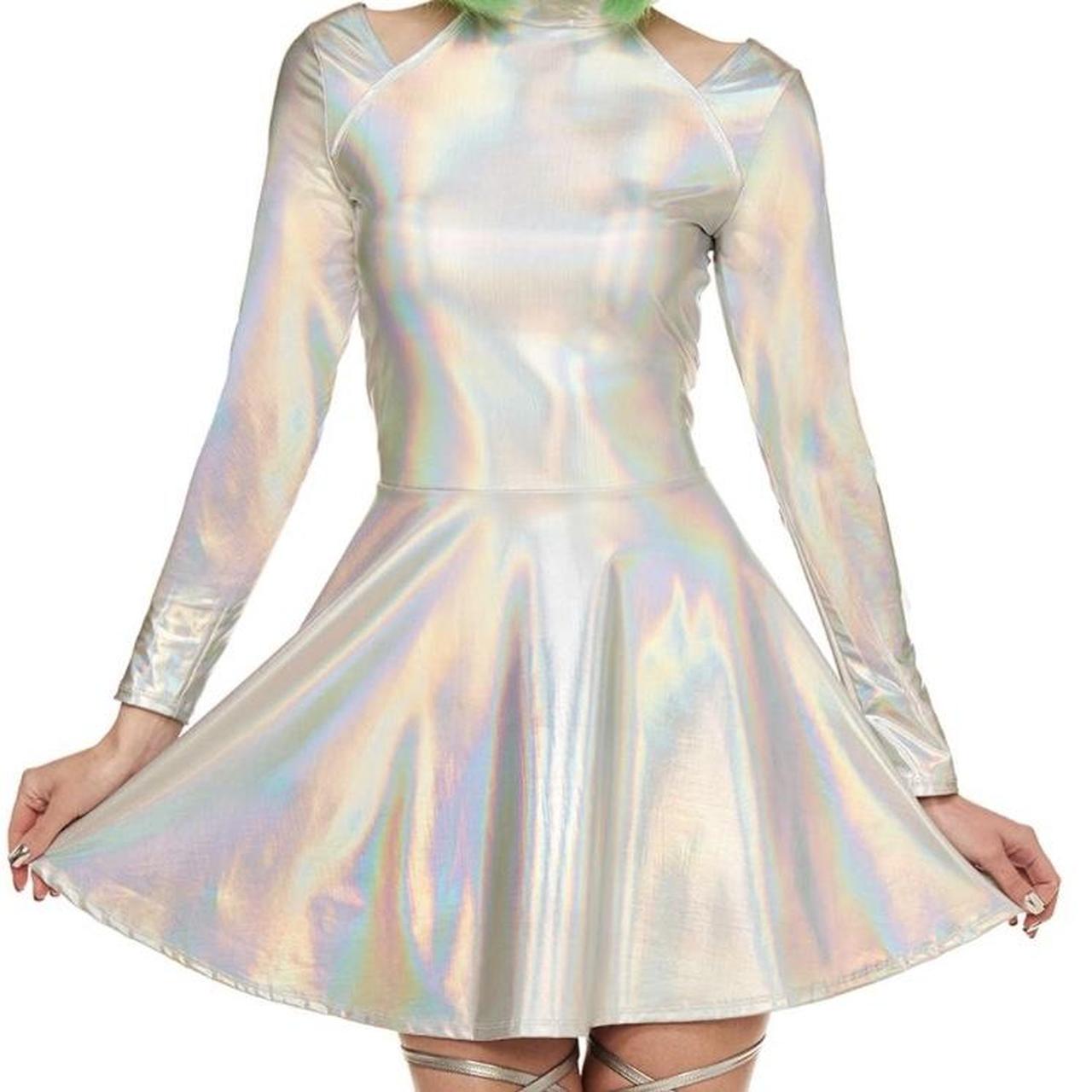 Adult Small Women’s Alien Dress Costume Holographic... - Depop