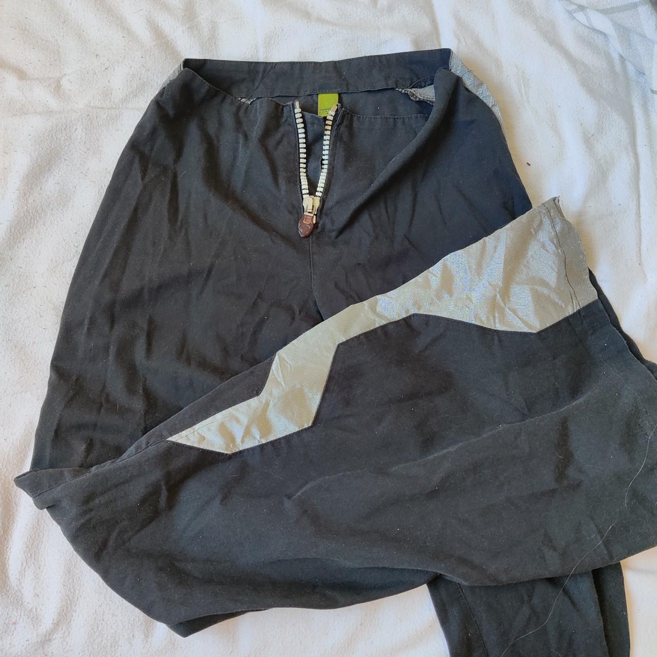 Cyberdog rave flares with silver detailing and front... - Depop