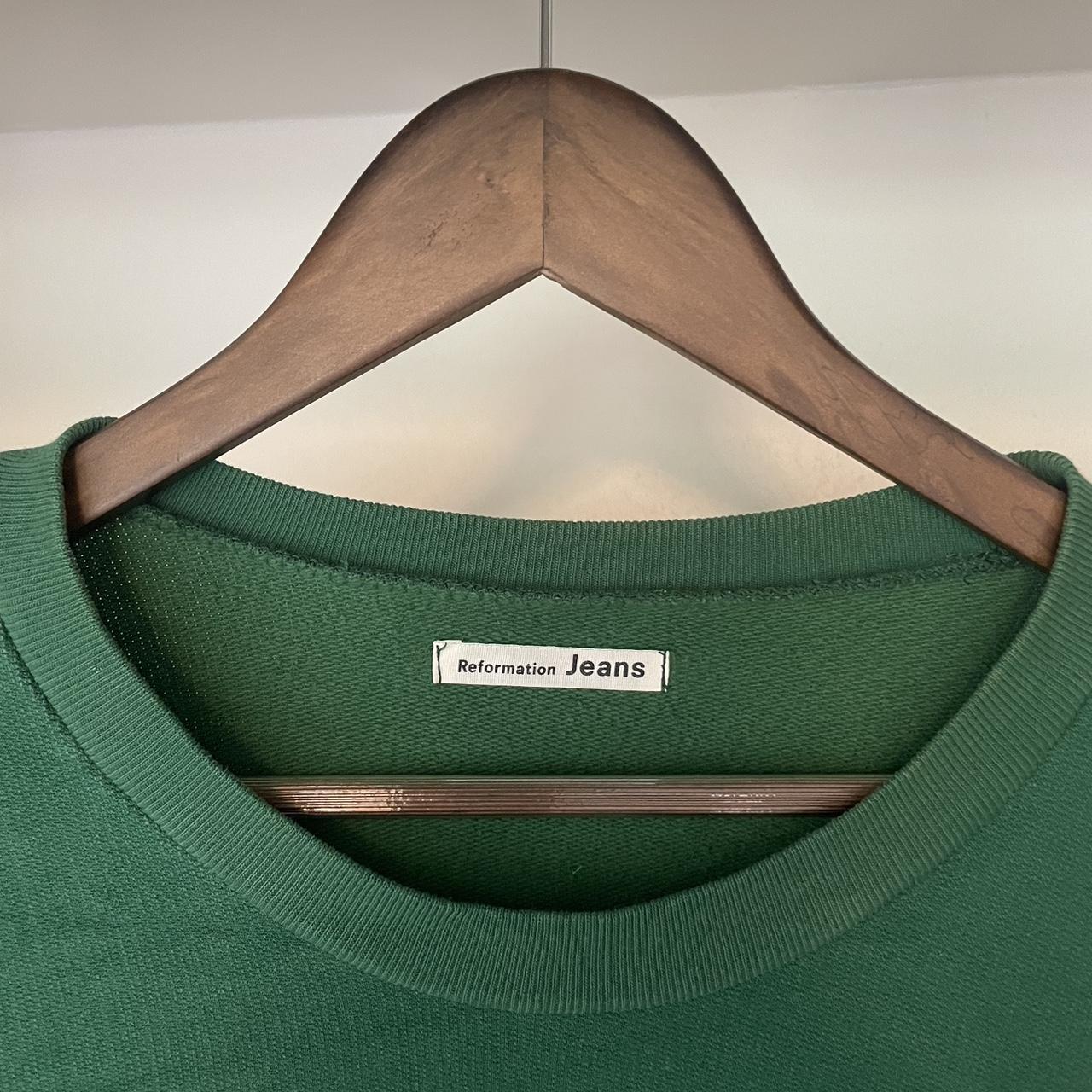 Reformation Women's Green Sweatshirt | Depop