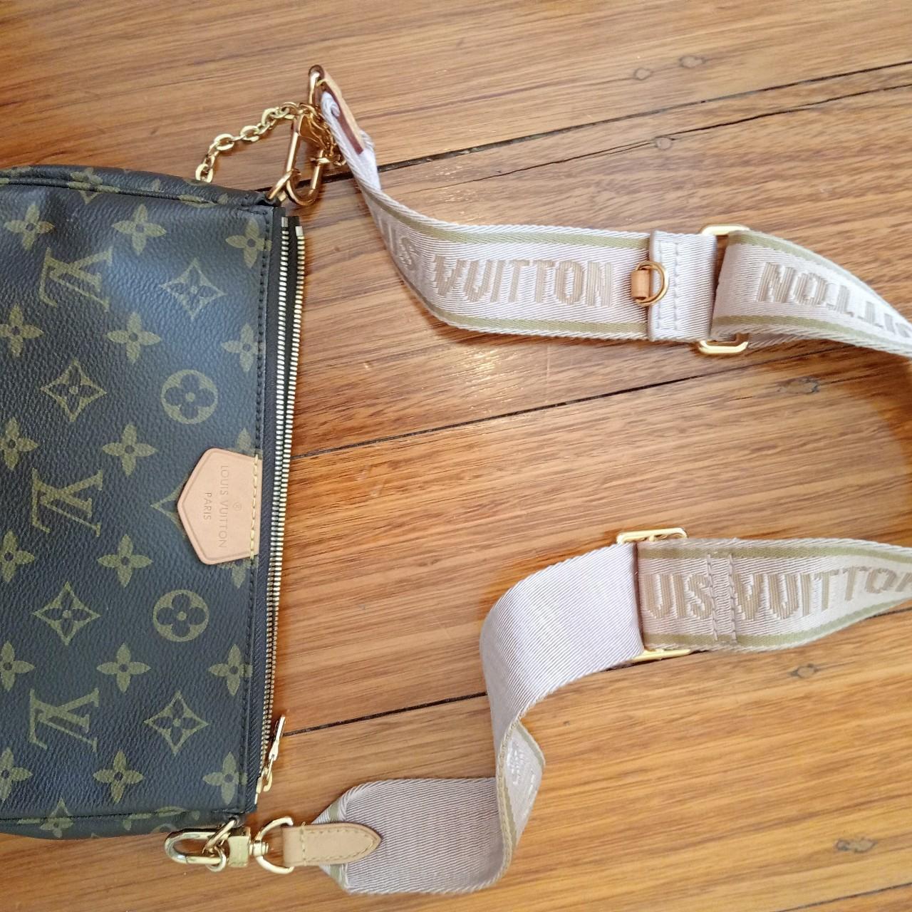 LV bag with chain and pink thick strap. - Depop