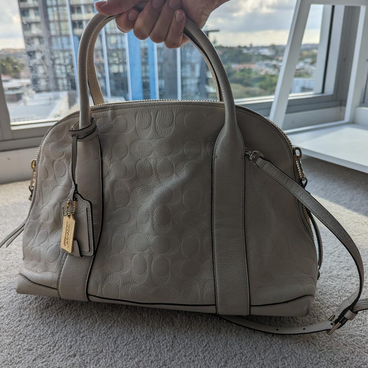 White Coach hand bag 🤍 Signature tote $150 (not... - Depop