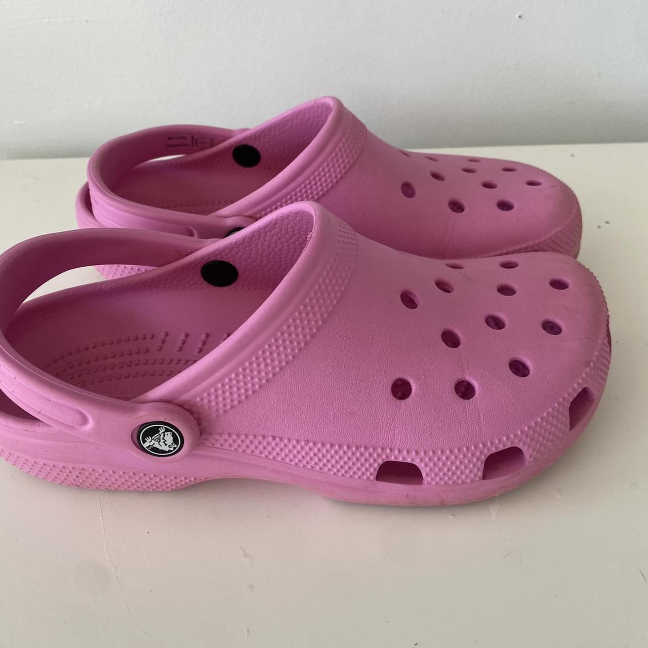 Bright pink crocs! Perfect condition Size 8 womens/6... - Depop