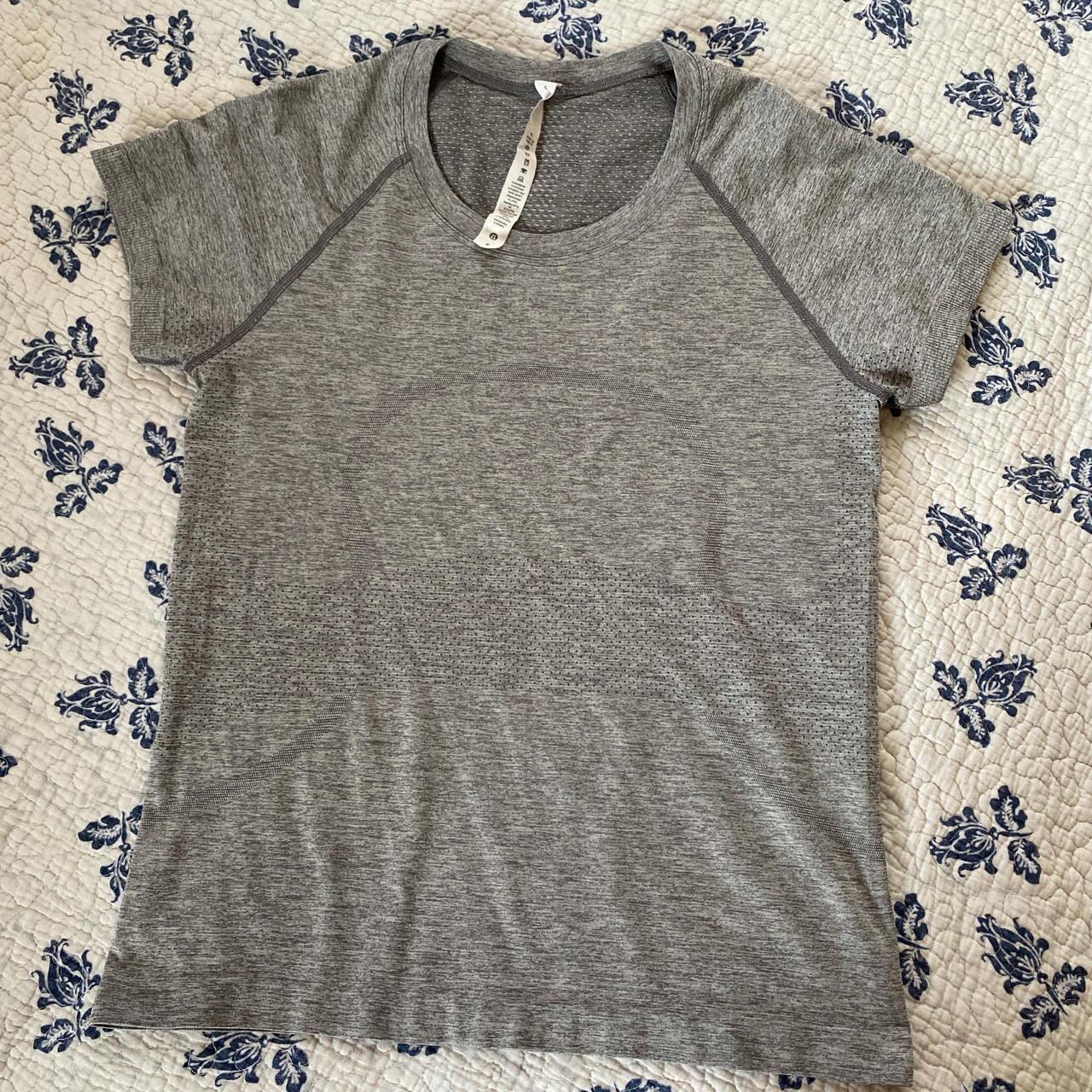 lululemon heathered grey swiftly tech short sleeve... - Depop