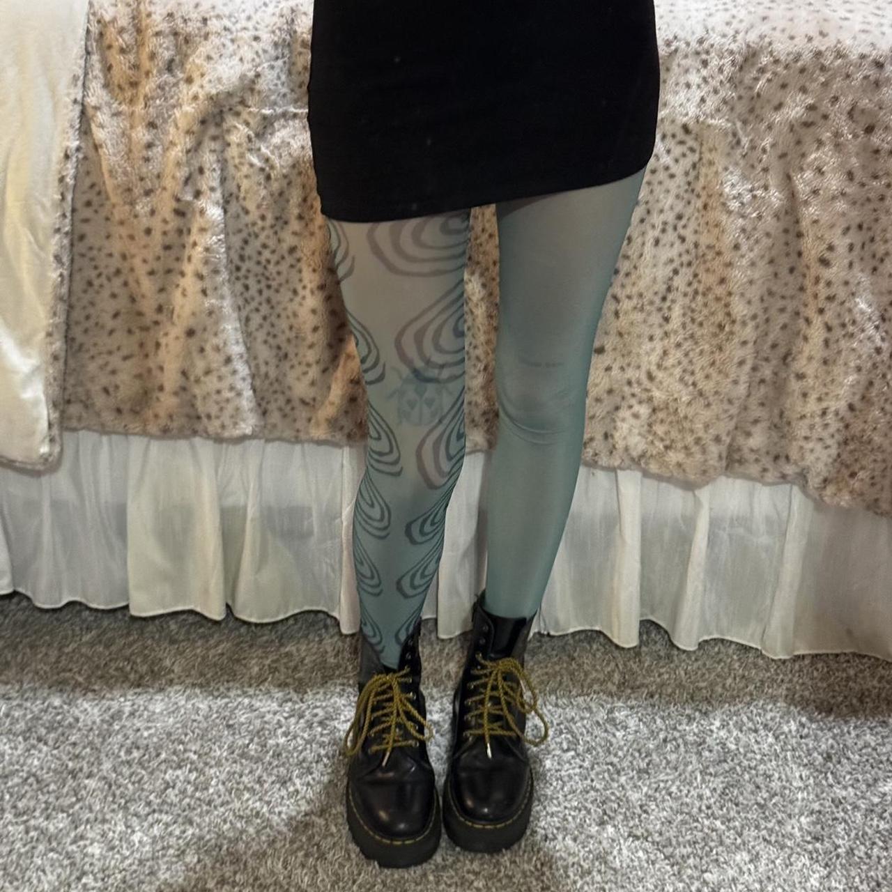 Grunge Swirly Tights in perfect condition no stains... - Depop