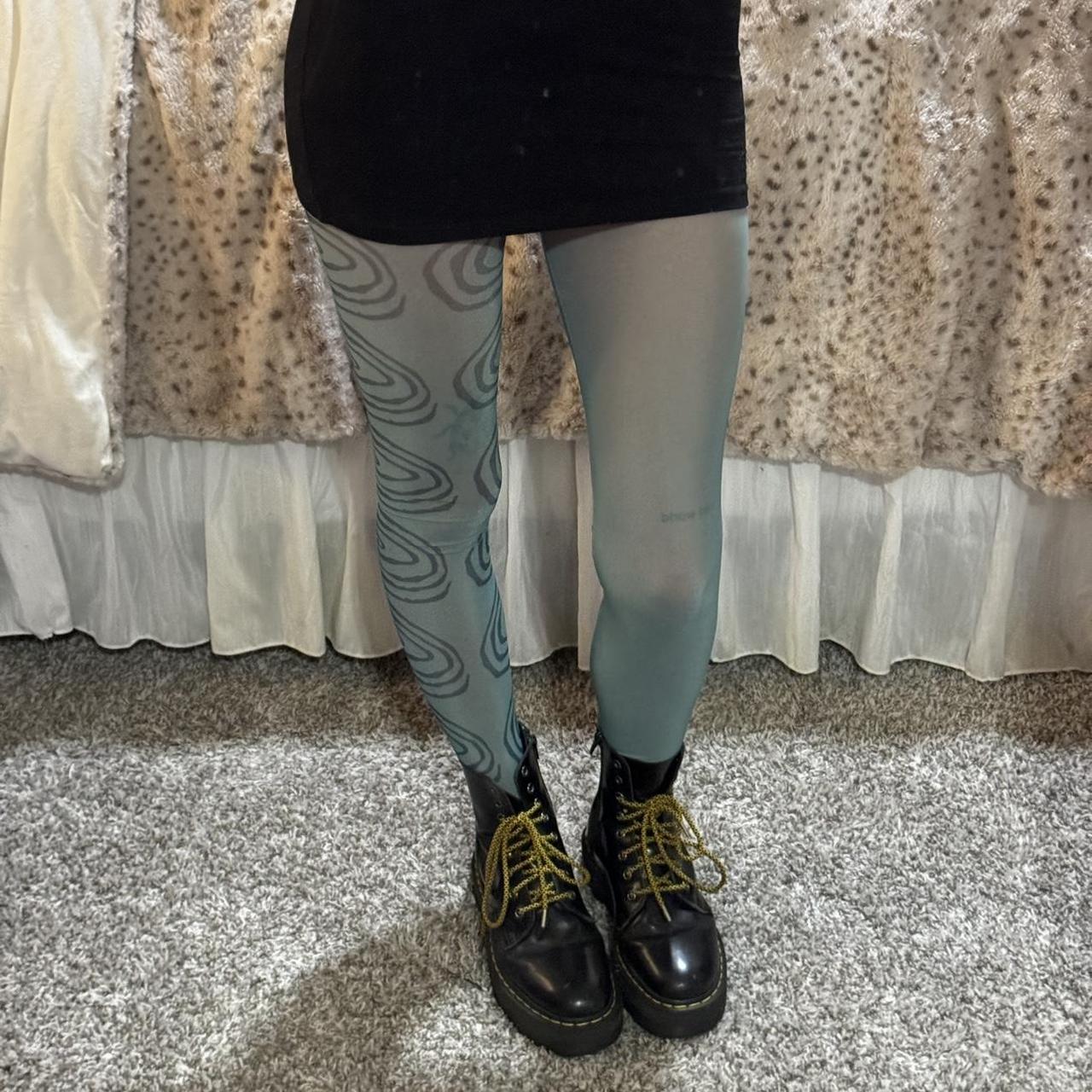 Grunge Swirly Tights in perfect condition no stains... - Depop