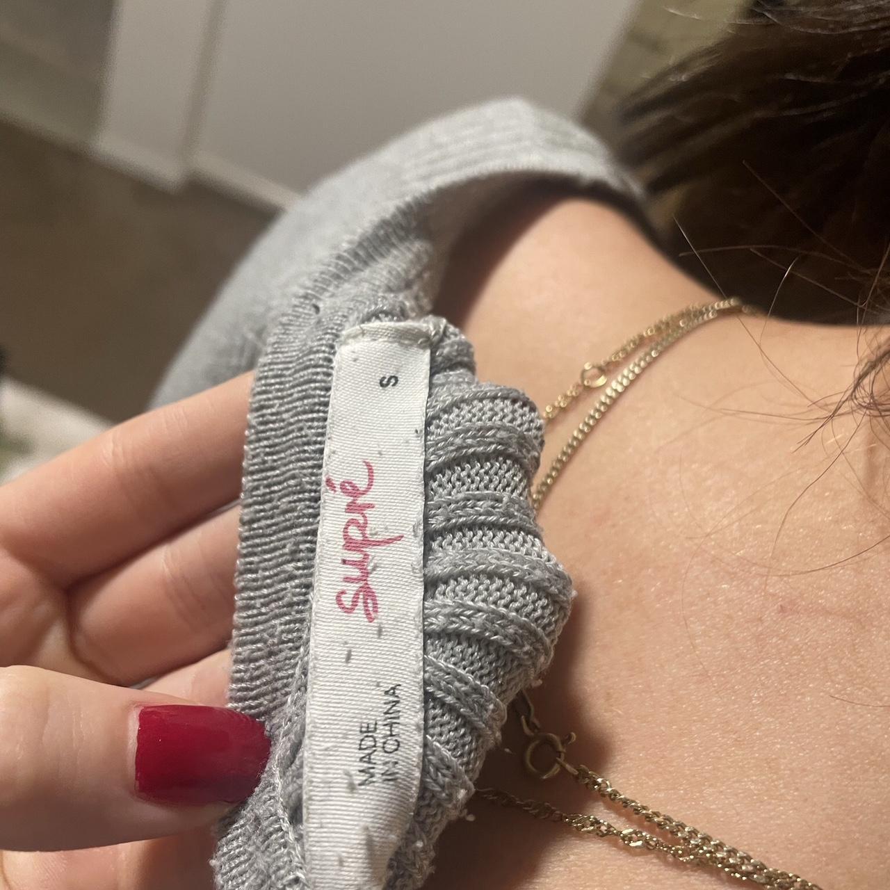 grey supré long sleeve cropped button up top 🩶 super... - Depop