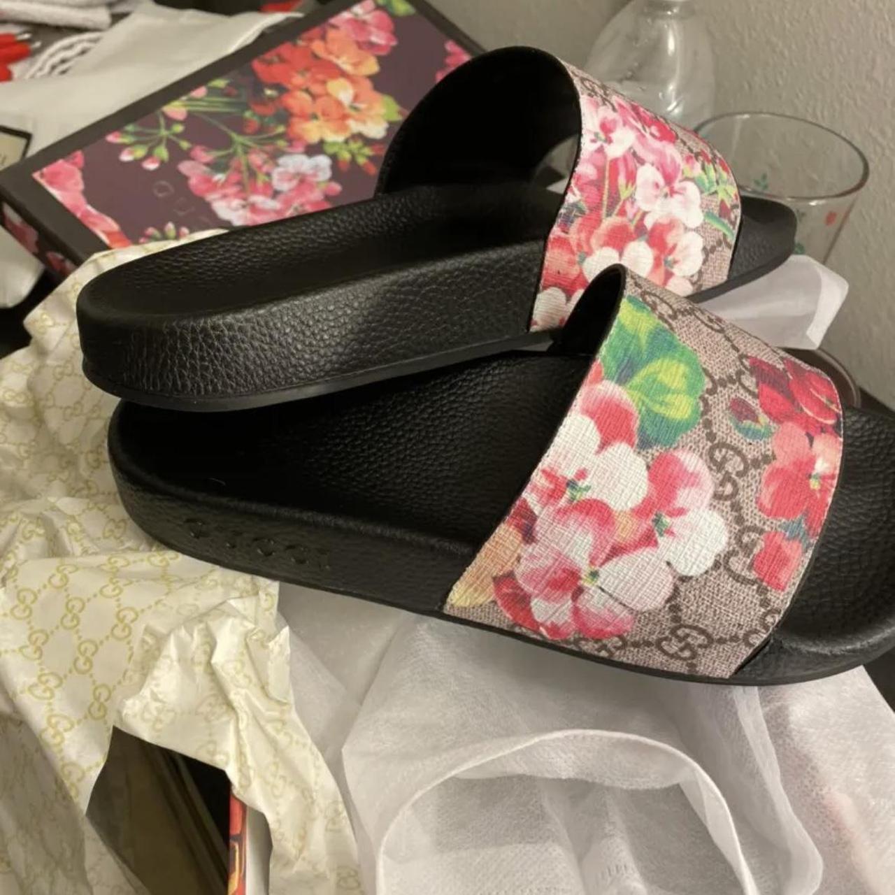 Selling my gucci sliders, never worn comes with box!... - Depop
